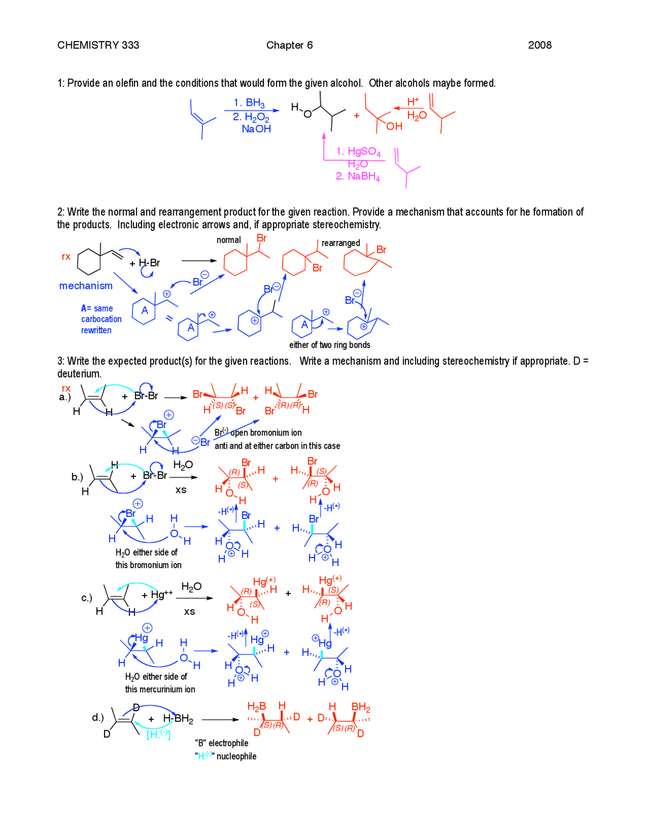 6 Problems on Organic Chemistry I - Assignment | CHEM 333 - Docsity
