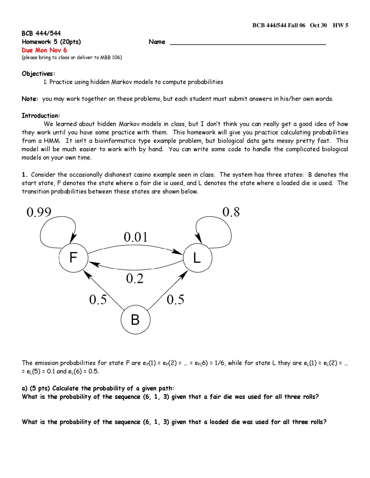 Assignment 6 For Introduction To Bioinformatics Bcb 444 Docsity