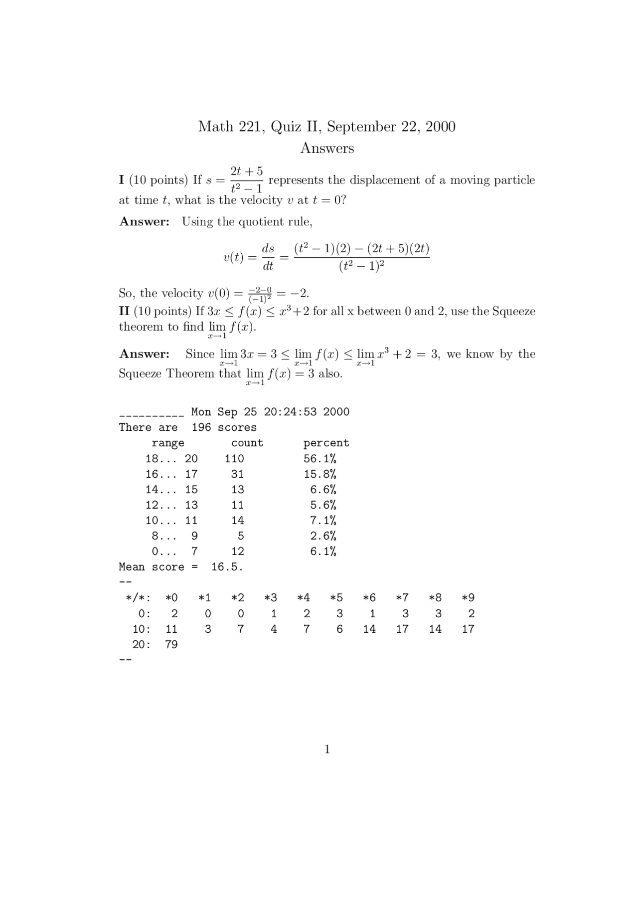 Quiz 2 Answers For Calculus And Analytic Geometry Math 221 Quizzes Analytical Geometry And