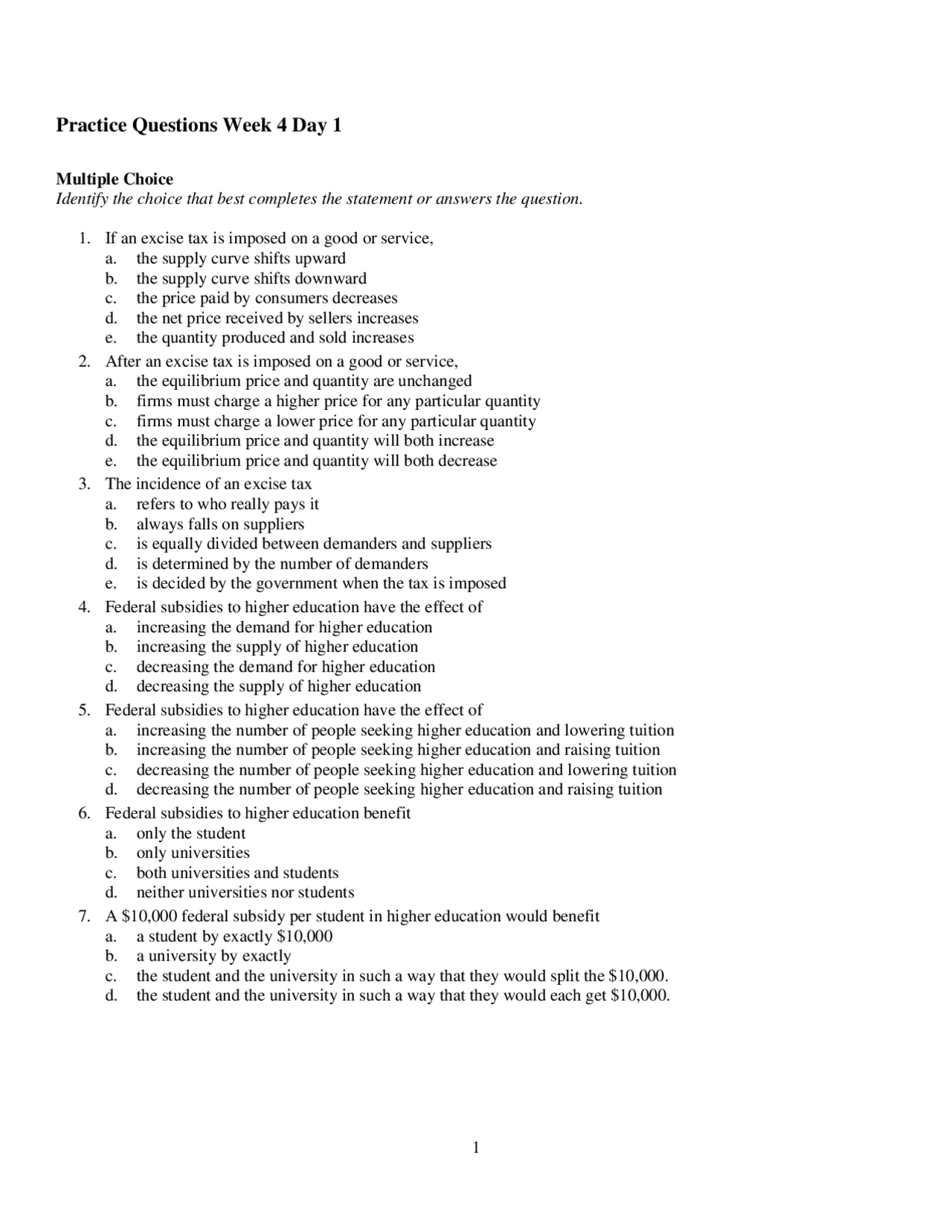 Principles Of Microeconomics Practice Questions With Answers Econ
