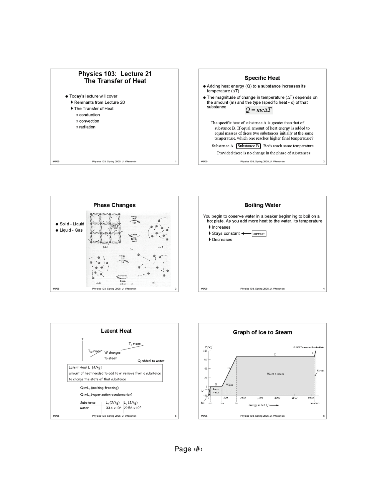 Lecture Slides on The Transfer of Heat | PHYSICS 103 - Docsity