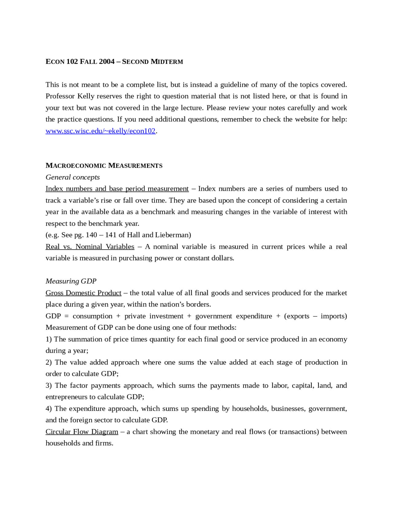 Second Midterm Exam Principles Of Macroeconomics Econ 102 Docsity