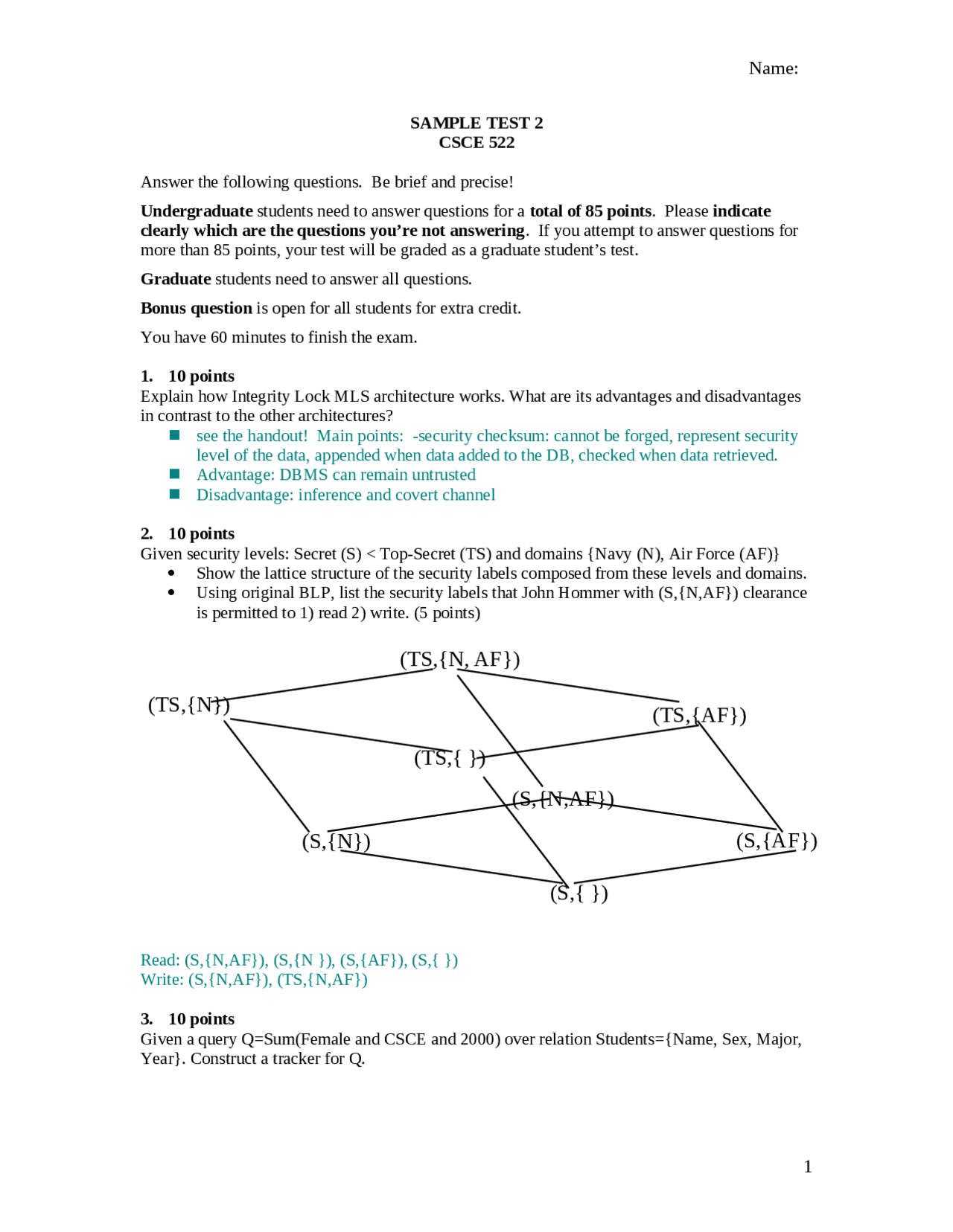 Sample Test 2 Resolution Information Security Principles Csce 522