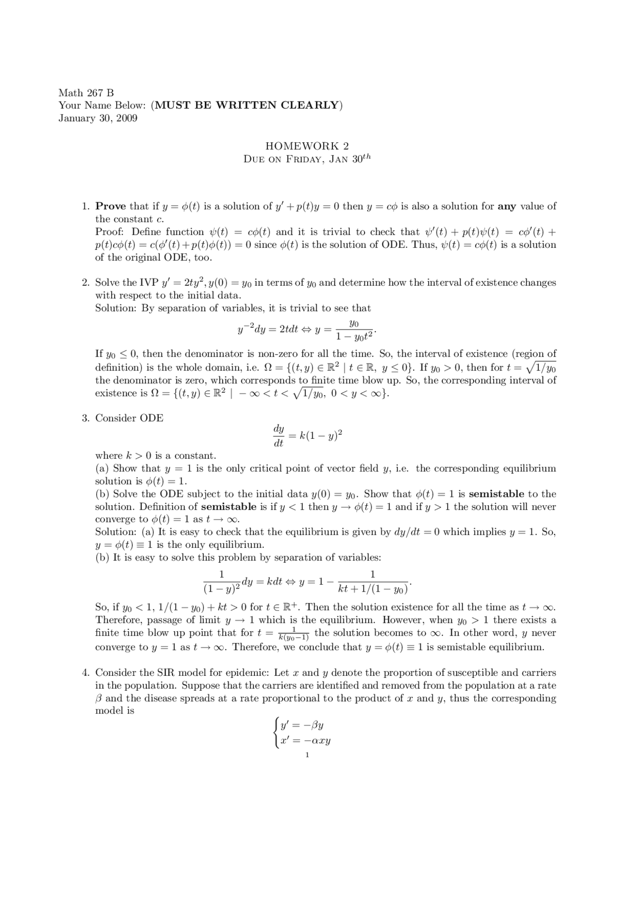 Transforms And Difference Equations Homework 2 Math 267 Docsity