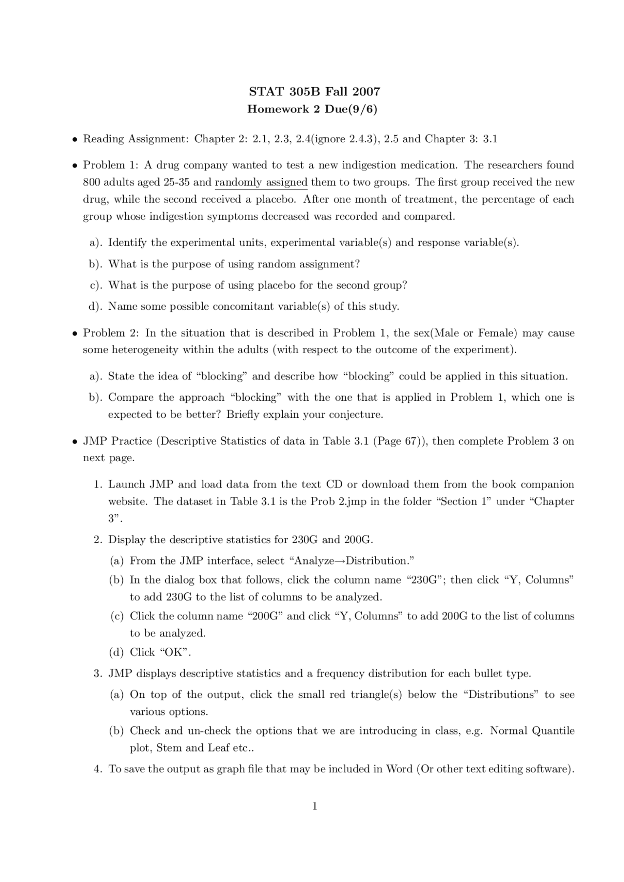 Practice Homework 2 Engineering Statistics Stat 305 Assignments Statics Docsity