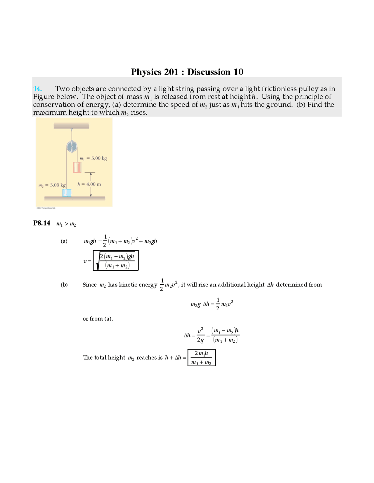 Numerical of General Physics - Final Exam | PHYSICS 201 - Docsity
