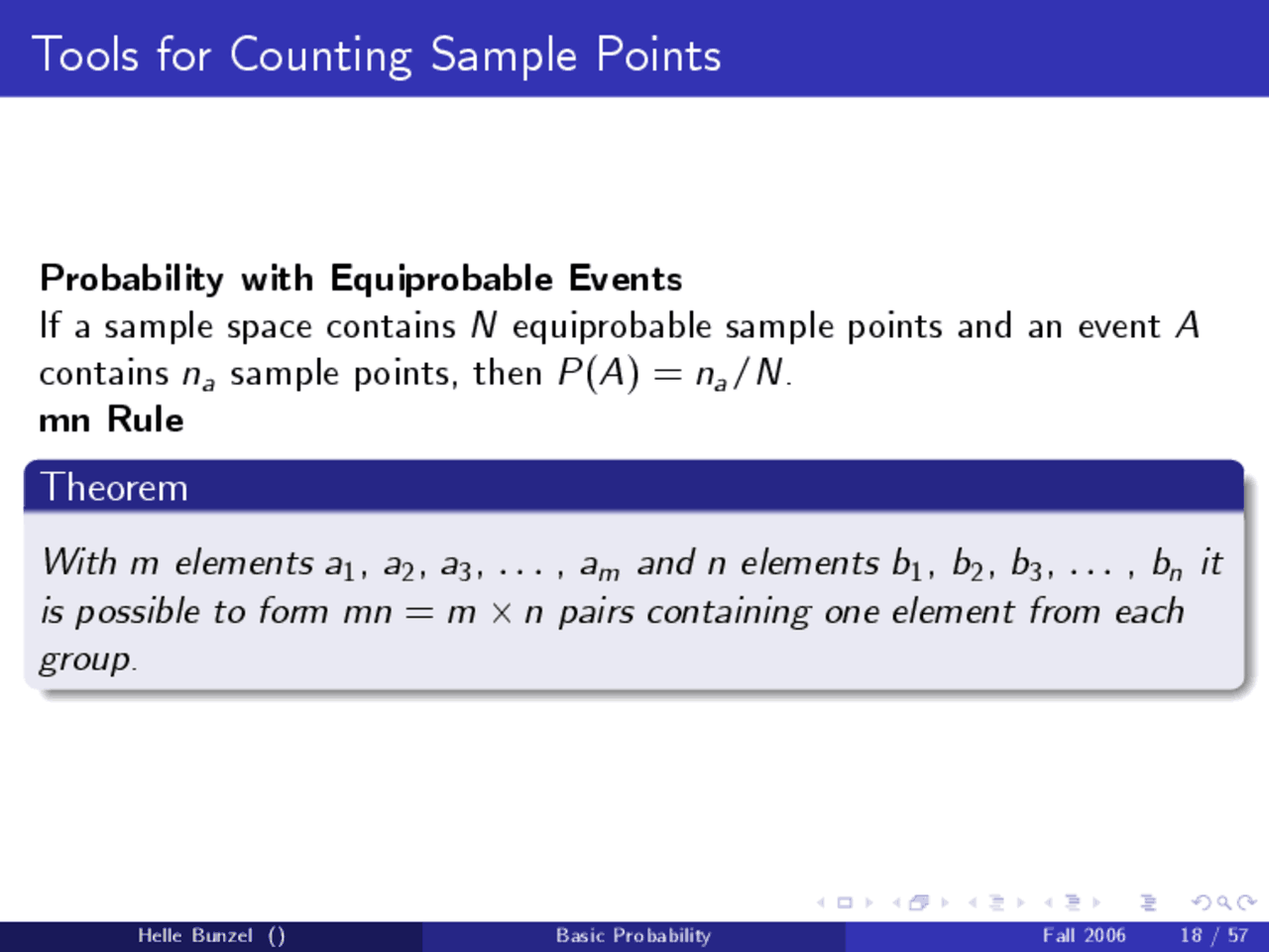 Tools for Counting Sample Points - Lecture Notes | ECON 500 - Docsity