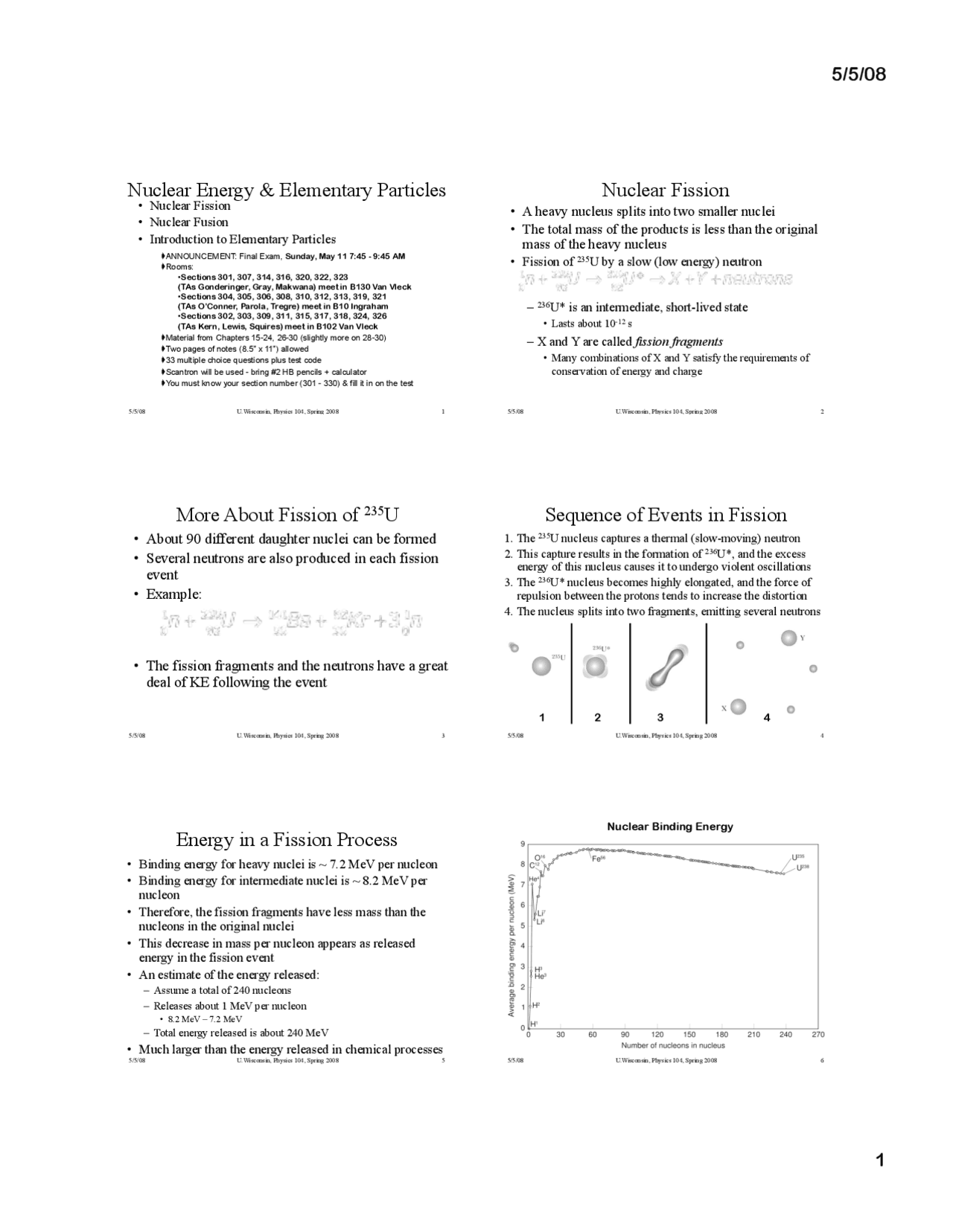 Nuclear Energy And Elementary Particles Slides Physics 104 Docsity