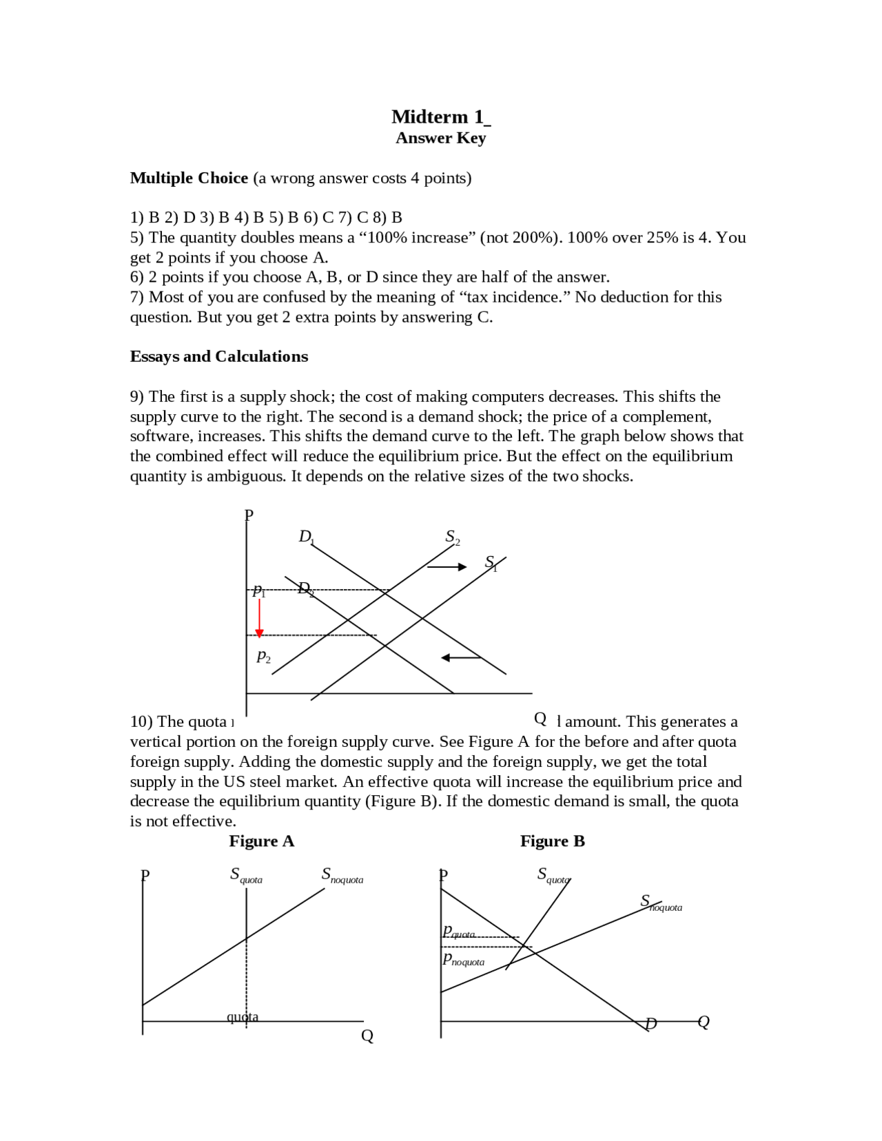 8 Multiple Choice Questions Midterm Examination Econ 301 Docsity