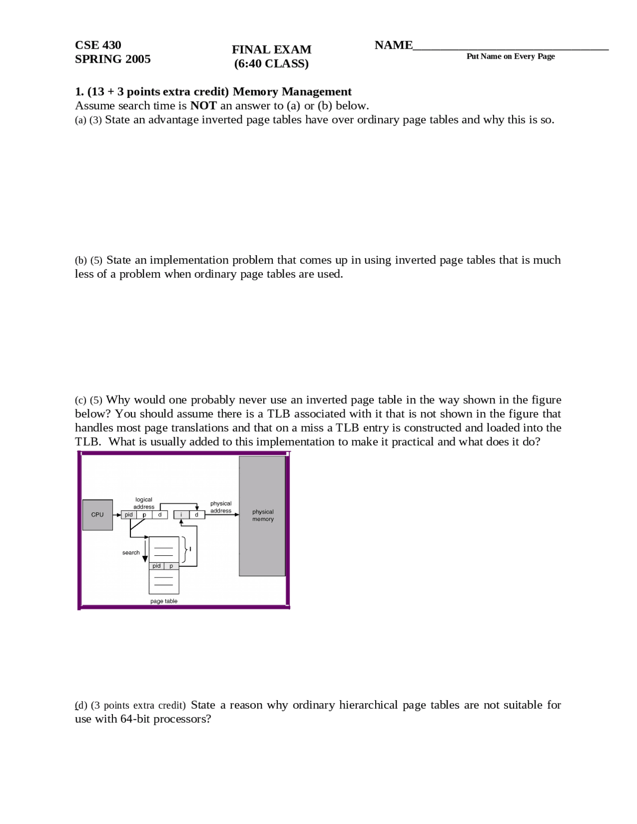 Practice Questions For Operating Systems Final Exam Cse 430 Docsity