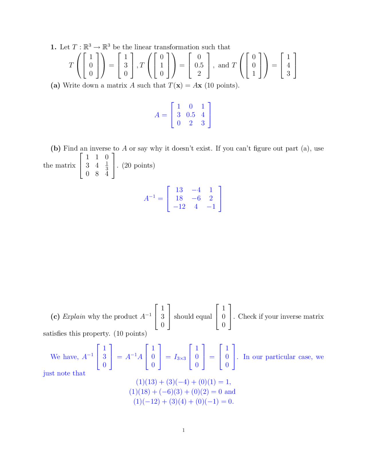 Questions With Solution For Linear Algebra Math 217 Docsity