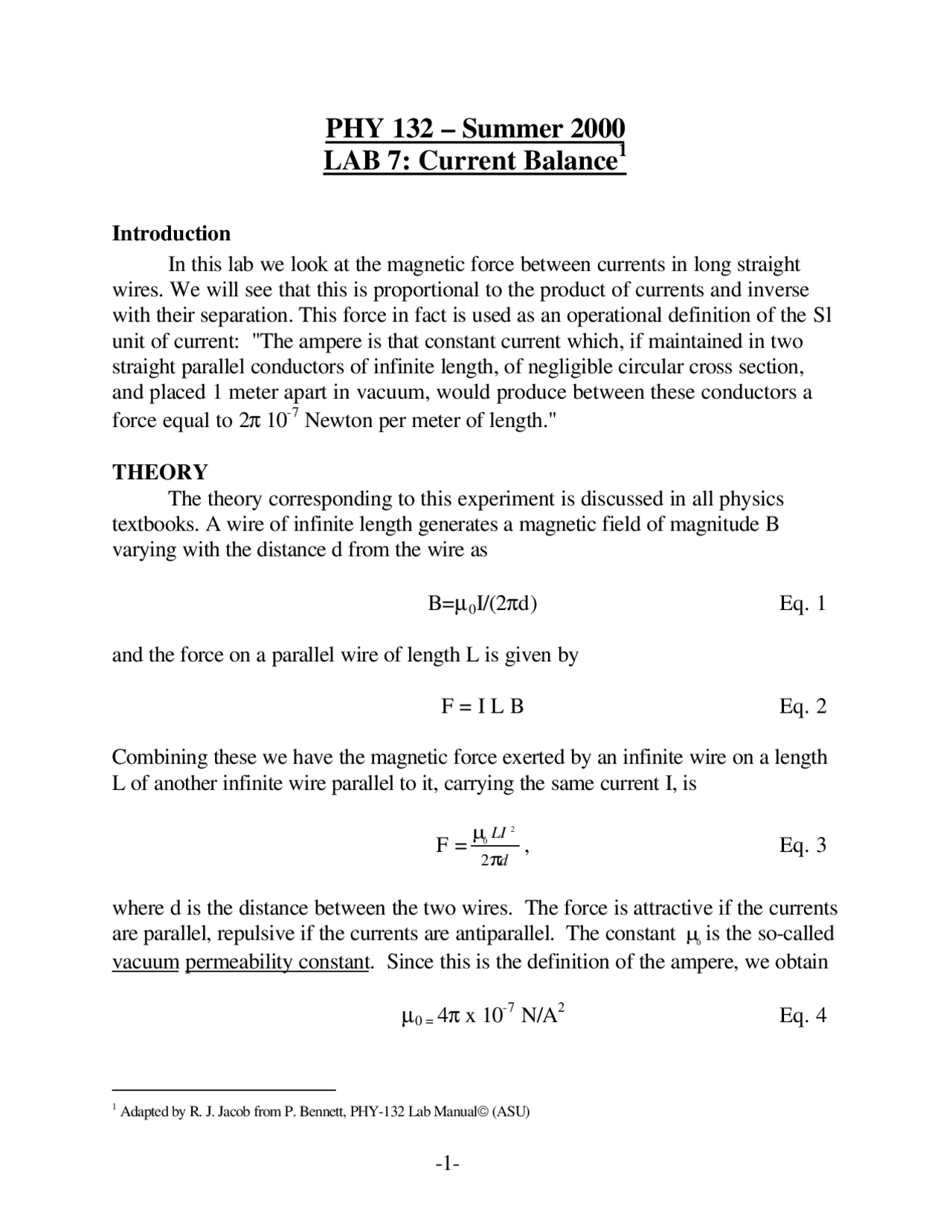 Current Balance - University Physics Lab II - Laboratory 7 | PHY 132 ...