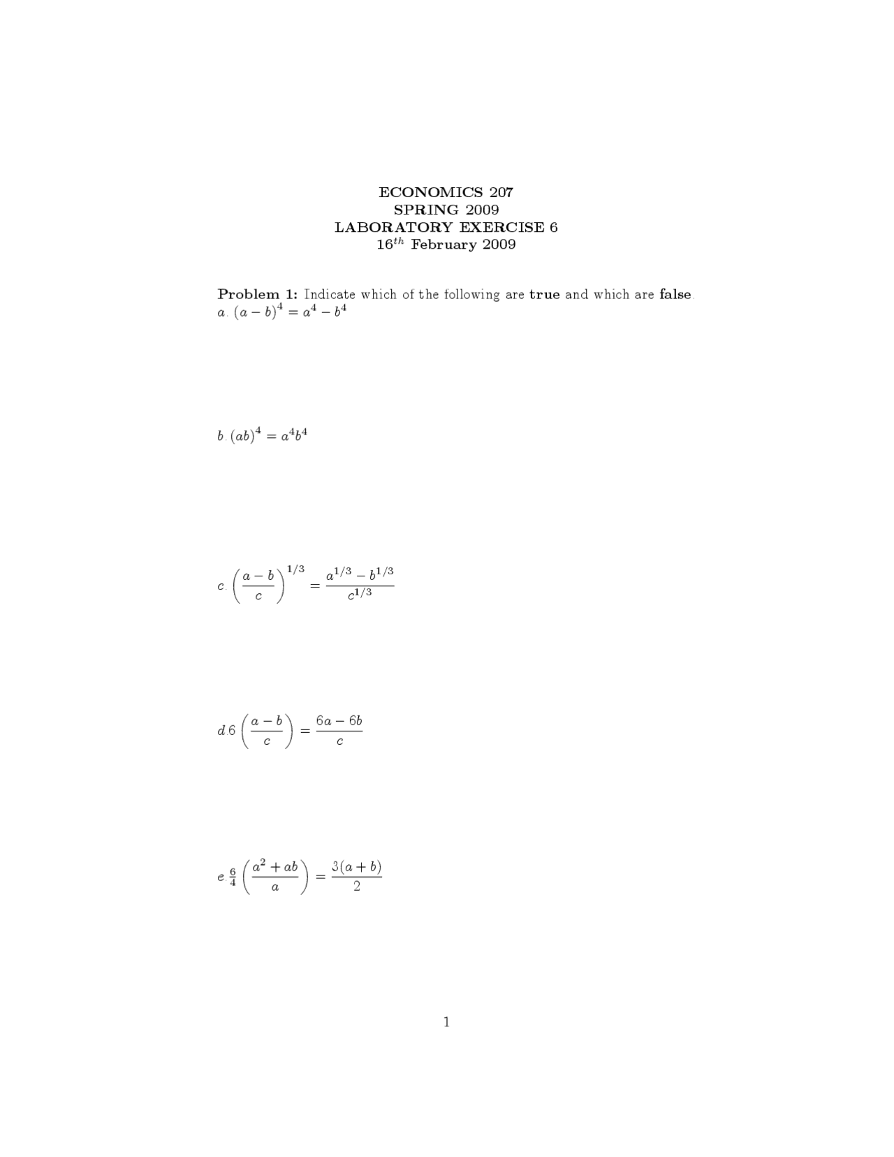 Problems On Application Of Economic Optimization Lab 6 Econ 207