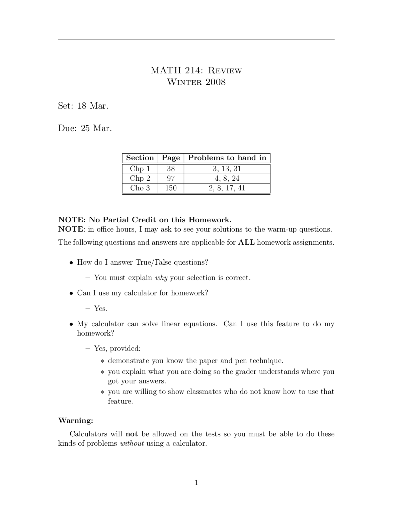 Review Sheet Linear Algebra Differential Equation Math 214 Docsity