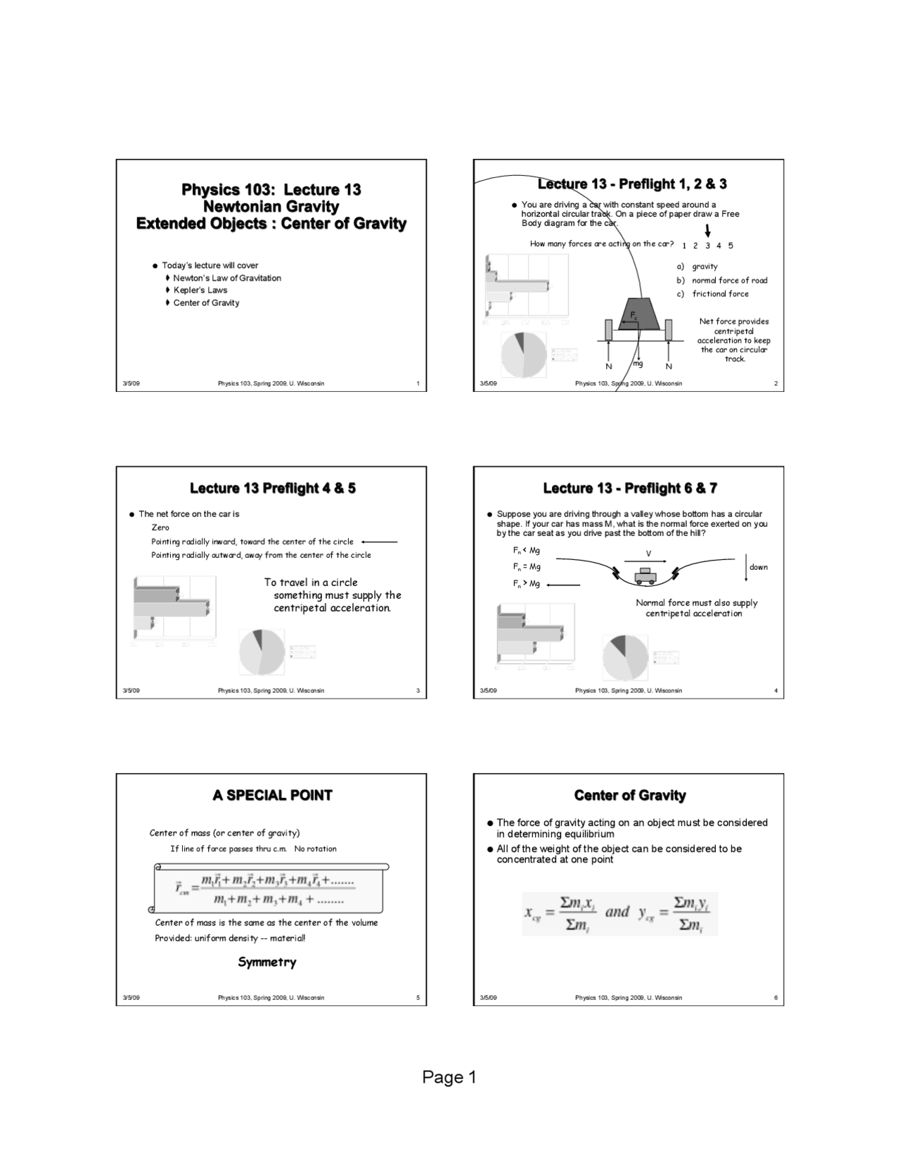 Newtonian Gravity Extended Objects: Center of Gravity | PHYSICS 103 ...