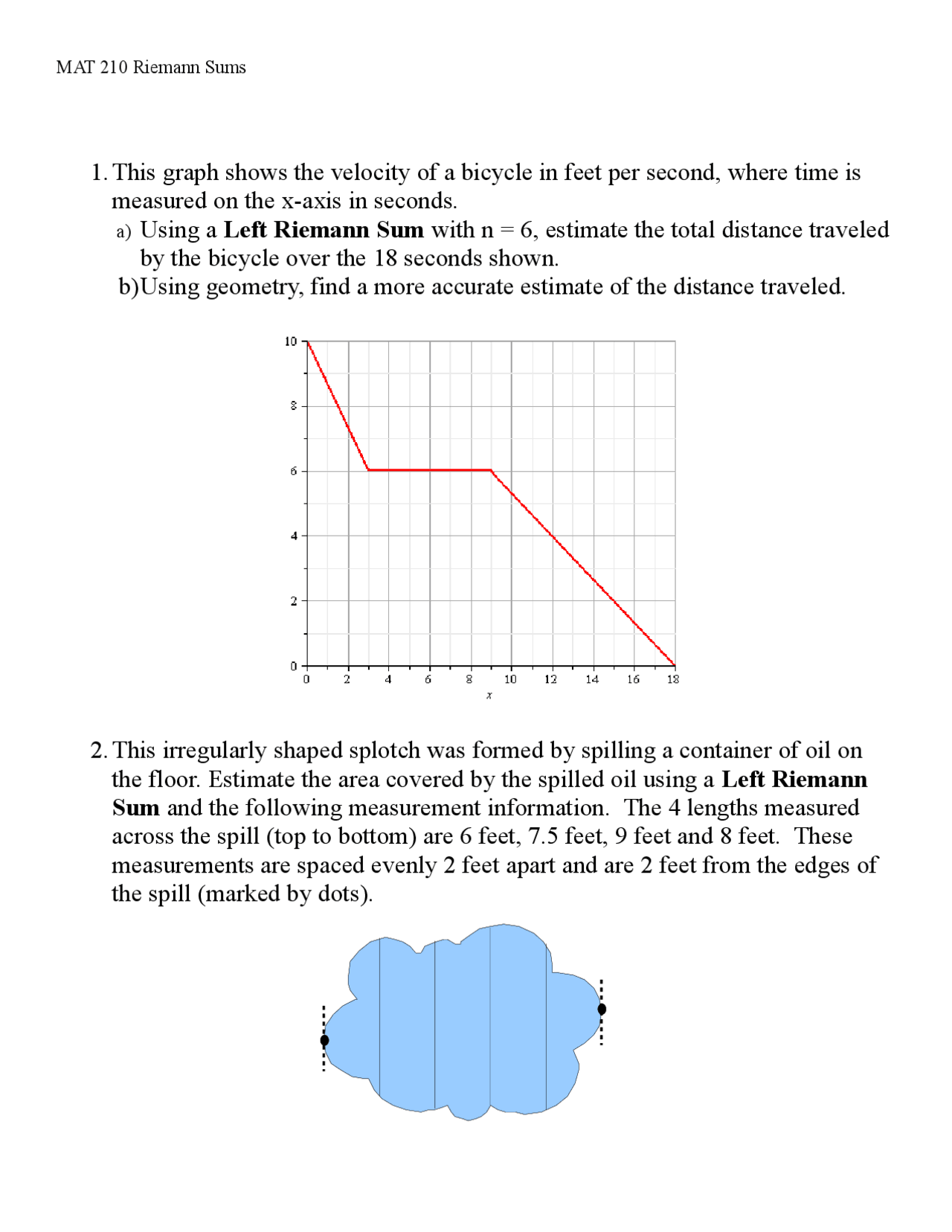Riemann Sums: Estimating Distance and Area - Prof. Jennifer Holmwall | Assignments Mathematics ...