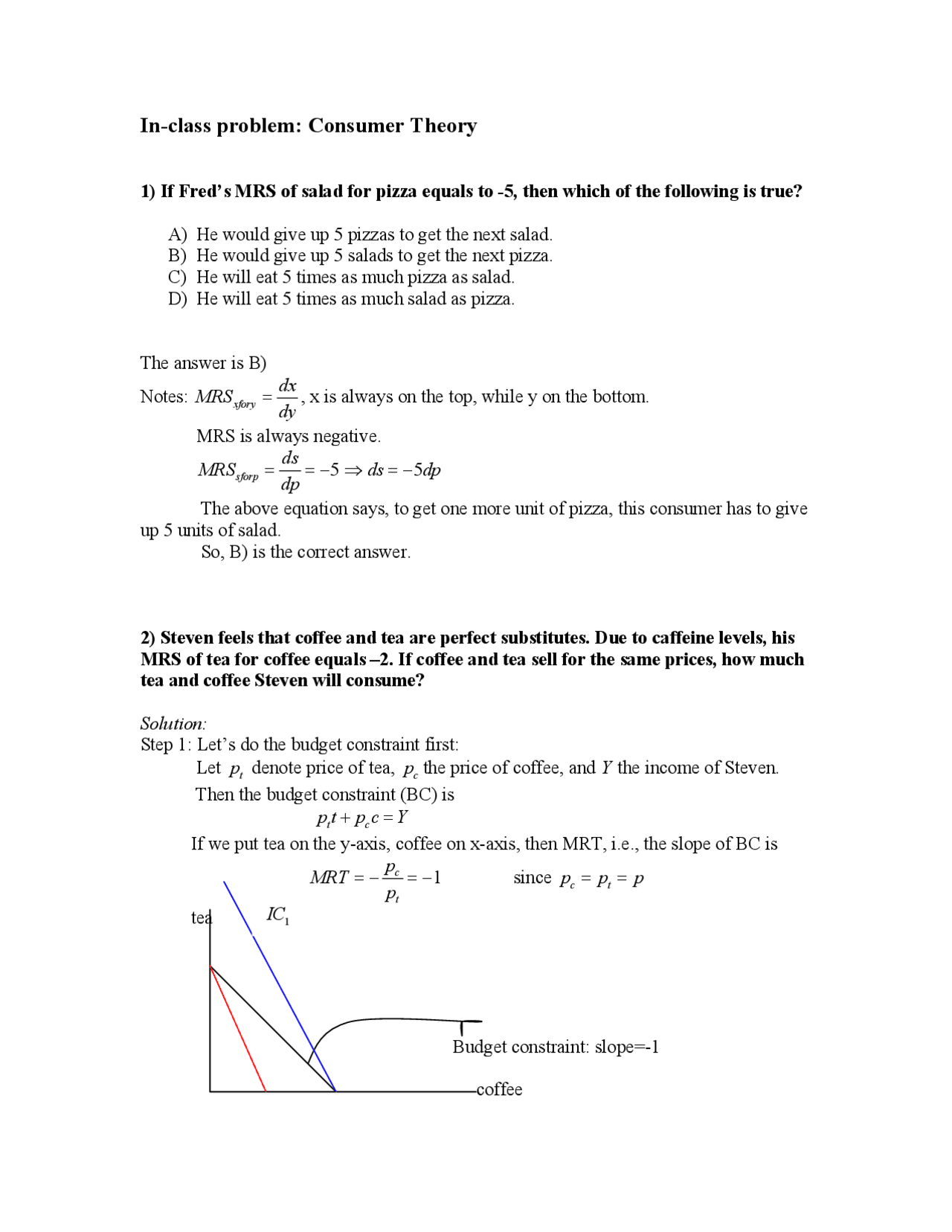 Consumer Theory Intermediate Microeconomic Lecture Notes Econ 301