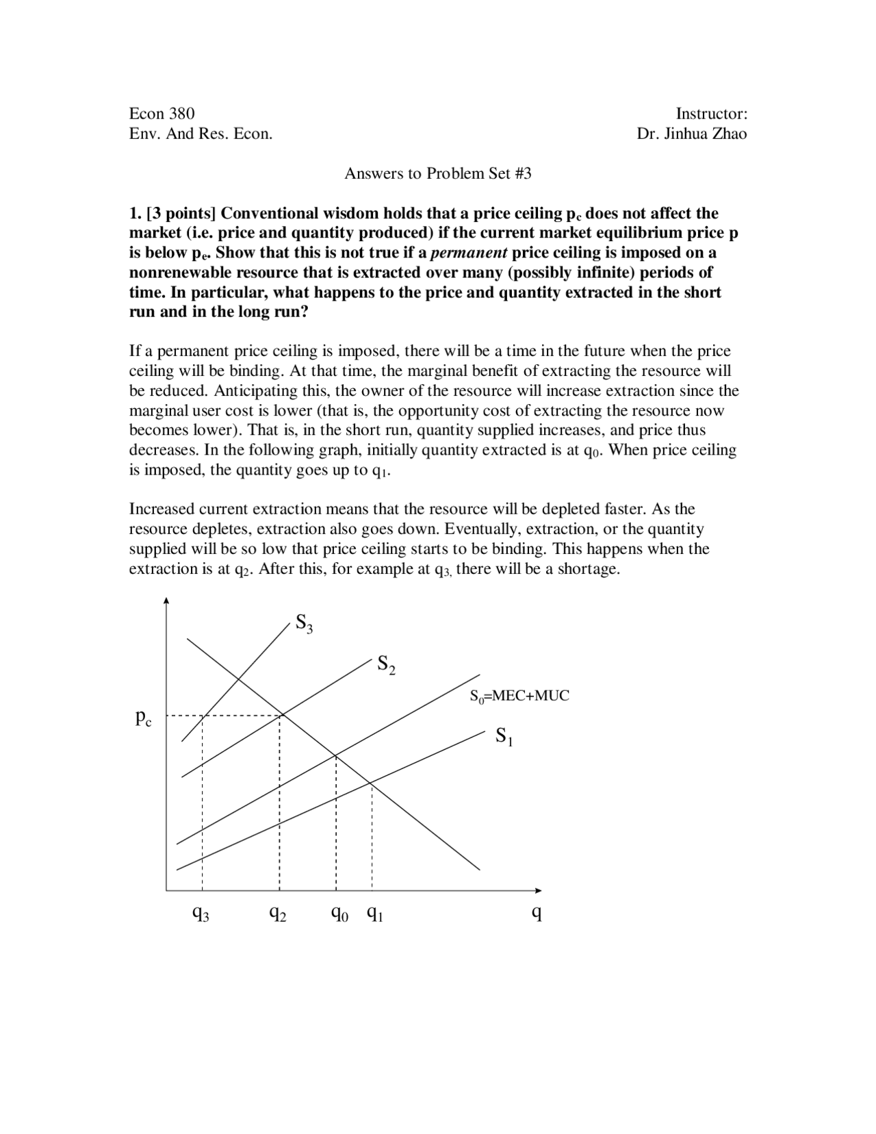 Econ 380: Problem Set #3 Solutions - Environmental and Resource Economics | Assignments ...