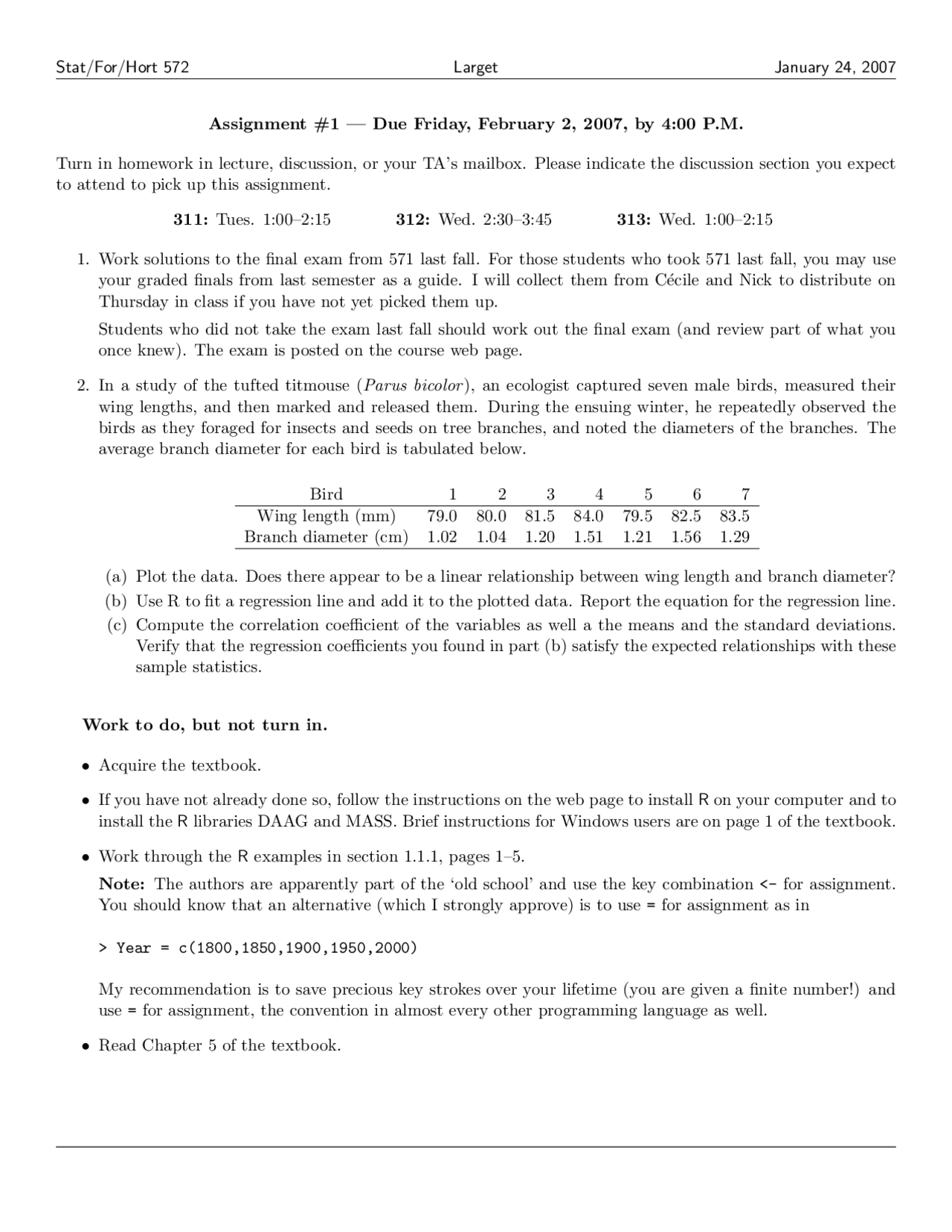 Statistical Methods For Bioscience Ii Assignment 1 Hort 572 Docsity