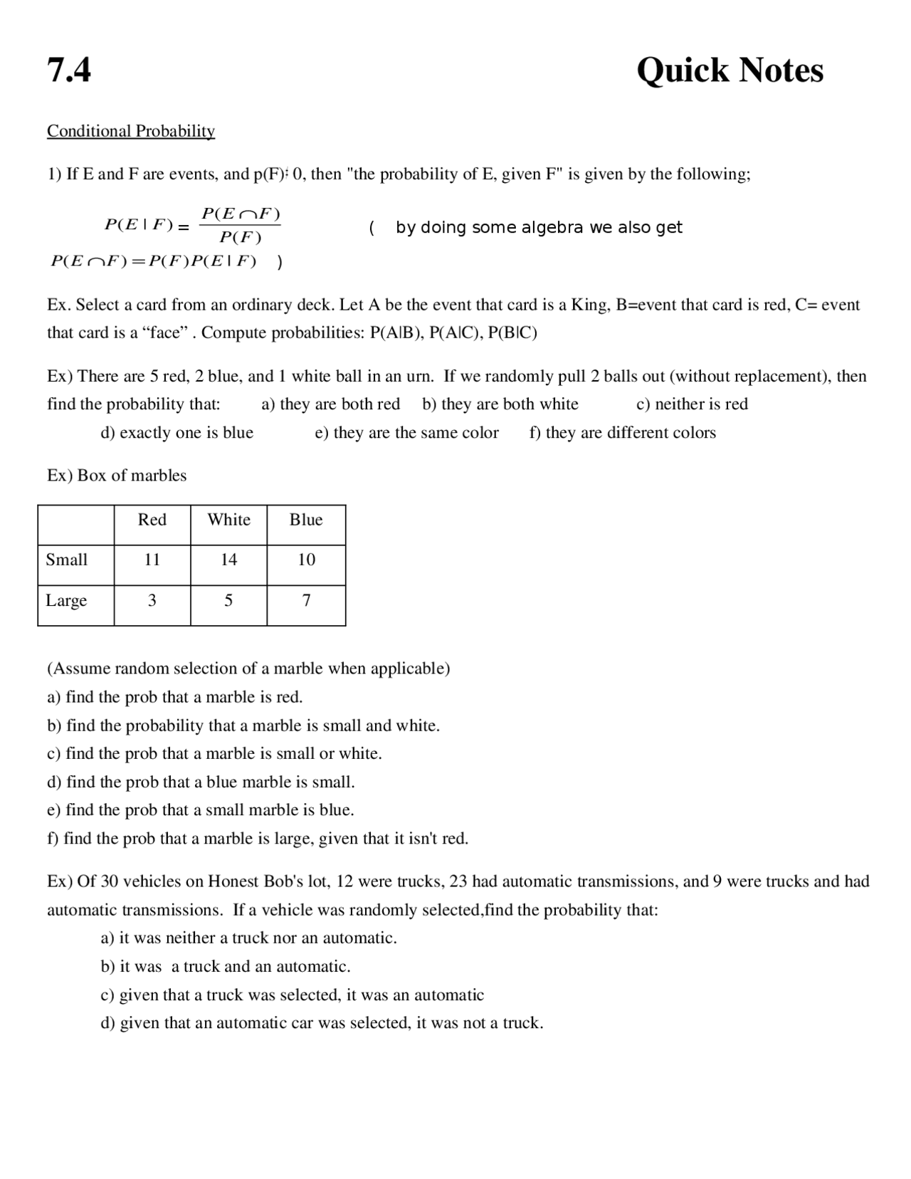 Notes on Conditional Probability - Finite Mathematics | MAT 119 | Study ...