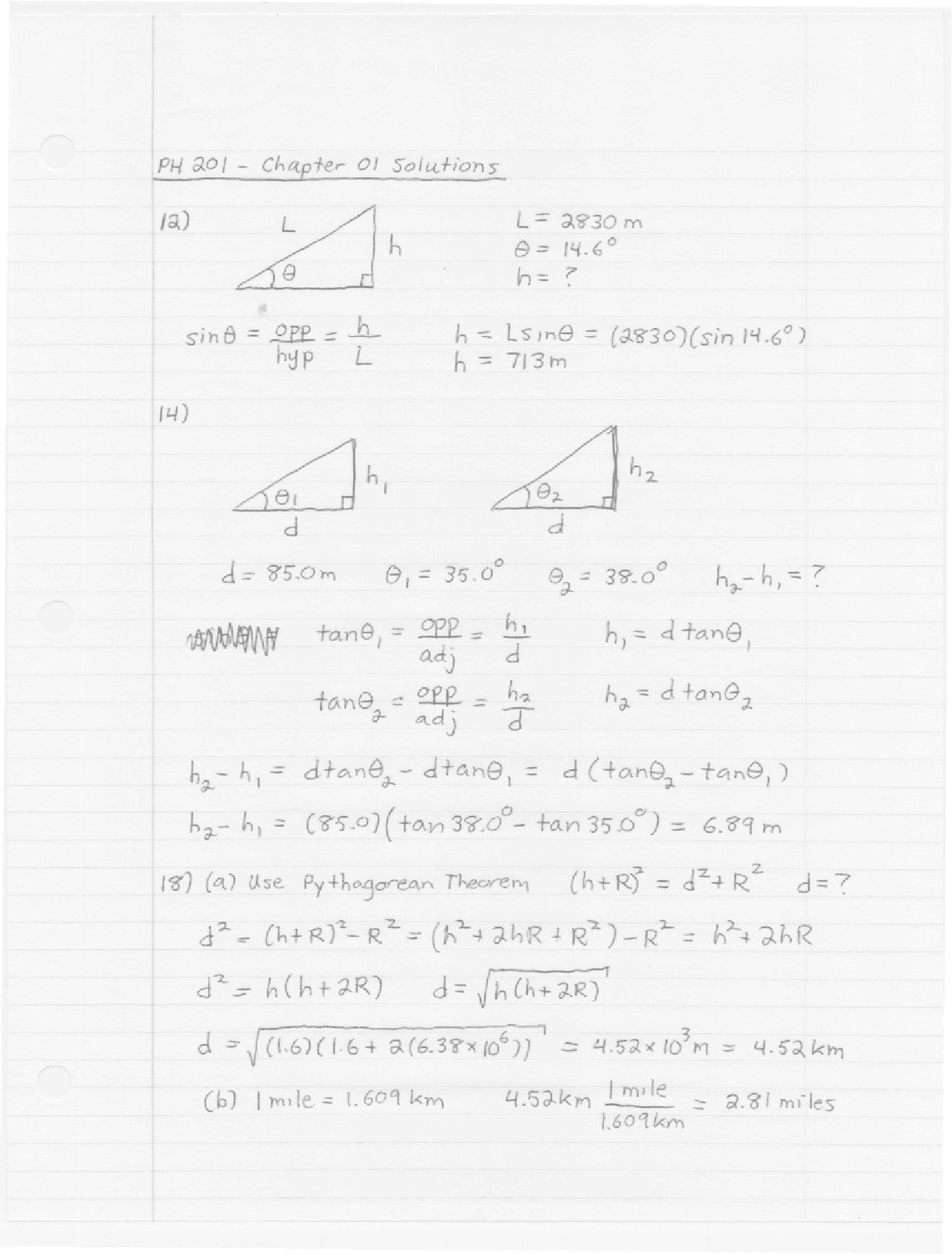 10 Solved Problems On The General Physics Handwritten Notes Ph 201