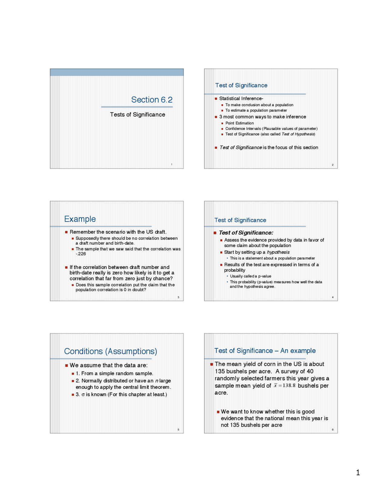 Tests Of Significance Lecture Slides Stat 226 Docsity