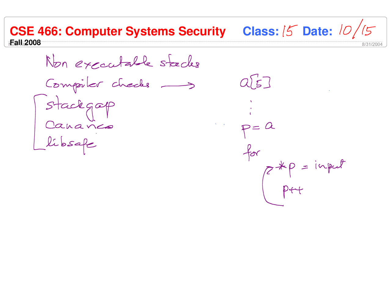 Cse 466 Computer Systems Security Memory Layout And Security