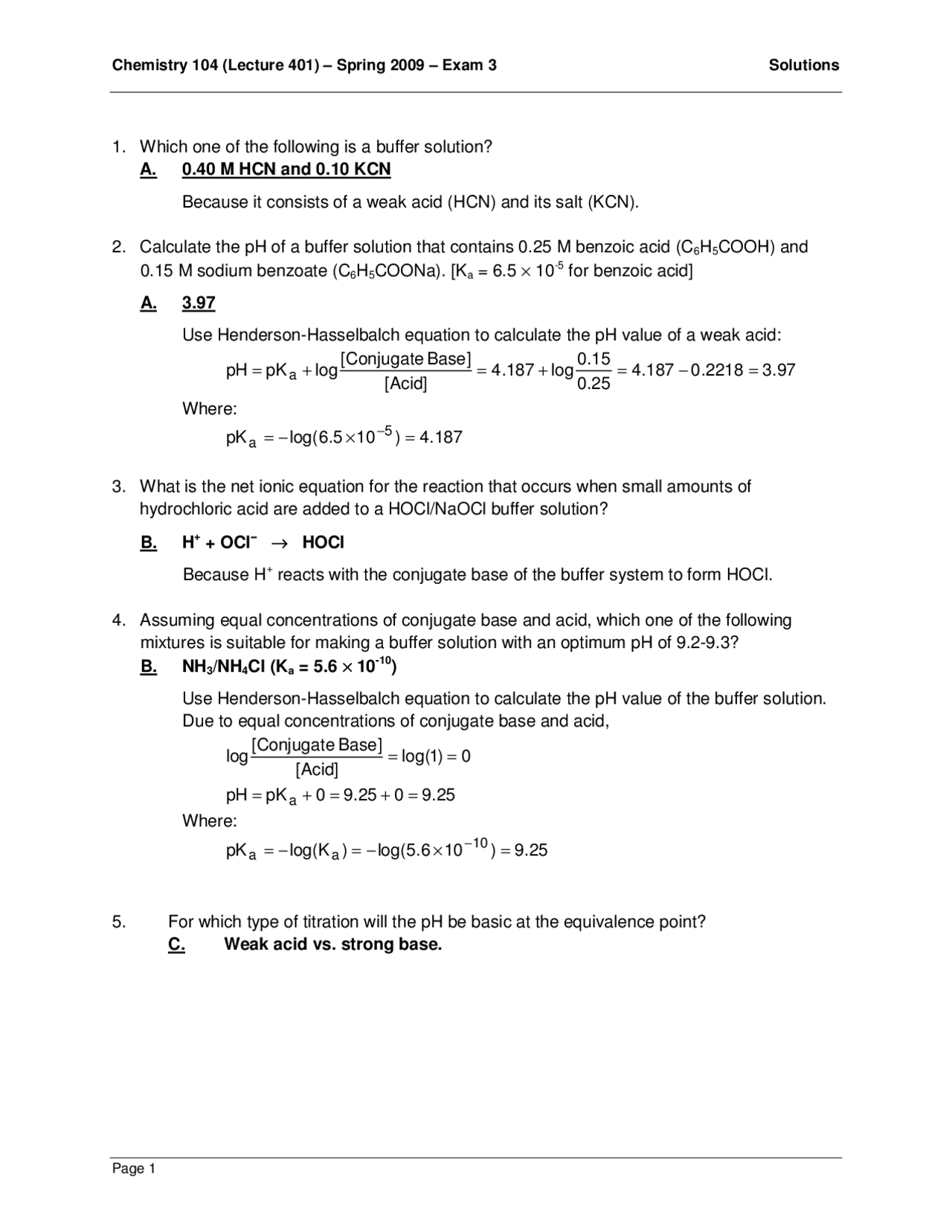 Exam 3 with Answers | General Chemistry and Qualitative Analysis | CHEM ...