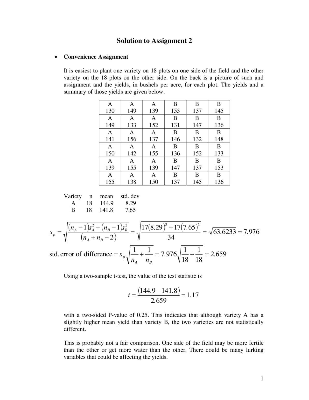 Solutions to Assignment 2 - Statistics and Probability | STAT 402 | Assignments Statistics | Docsity