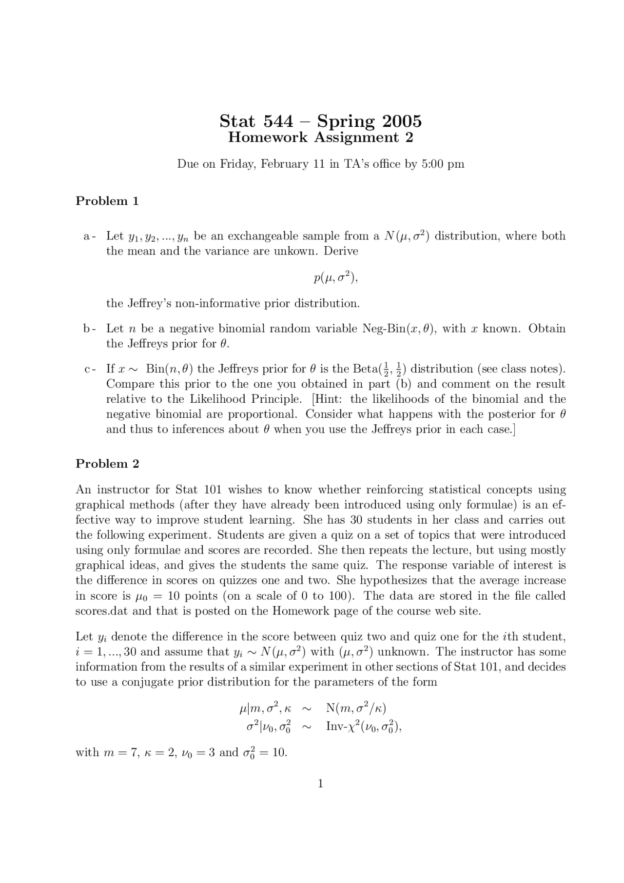 Homework 2 Problems Principles Of Statistics Stat 101 Docsity
