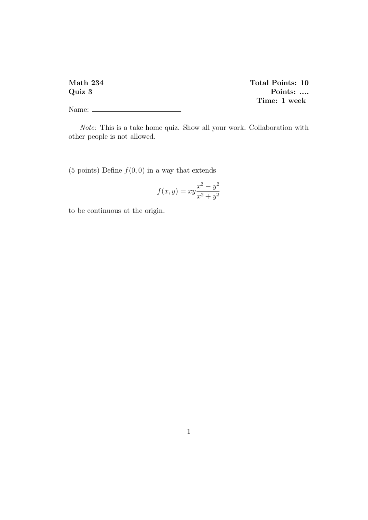 Math Quiz 3 In Course Math 234 Defining Continuity And Testing Partial Derivatives Quizzes