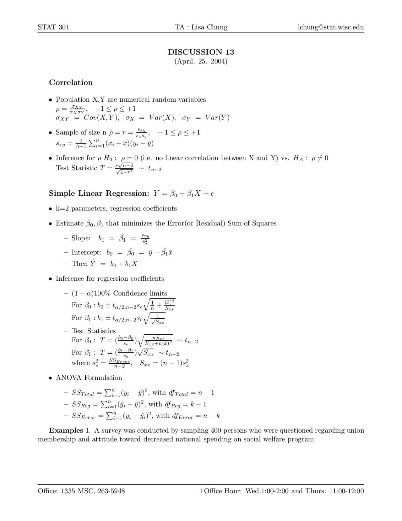 Notes On Simple Linear Regression Correlation Introduction To