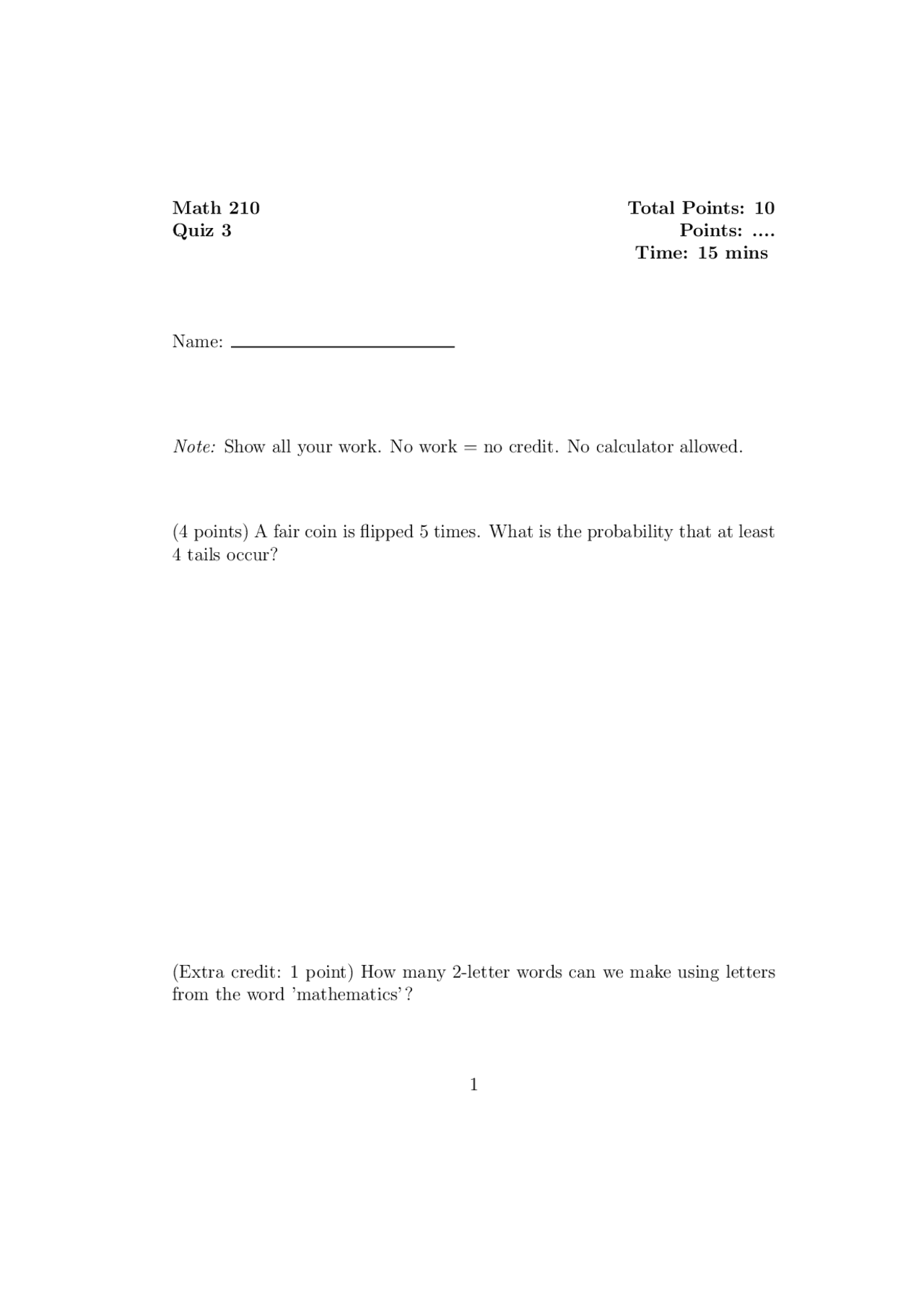 Quiz 3 Unsolved Questions Topics In Finite Mathematics Math 210