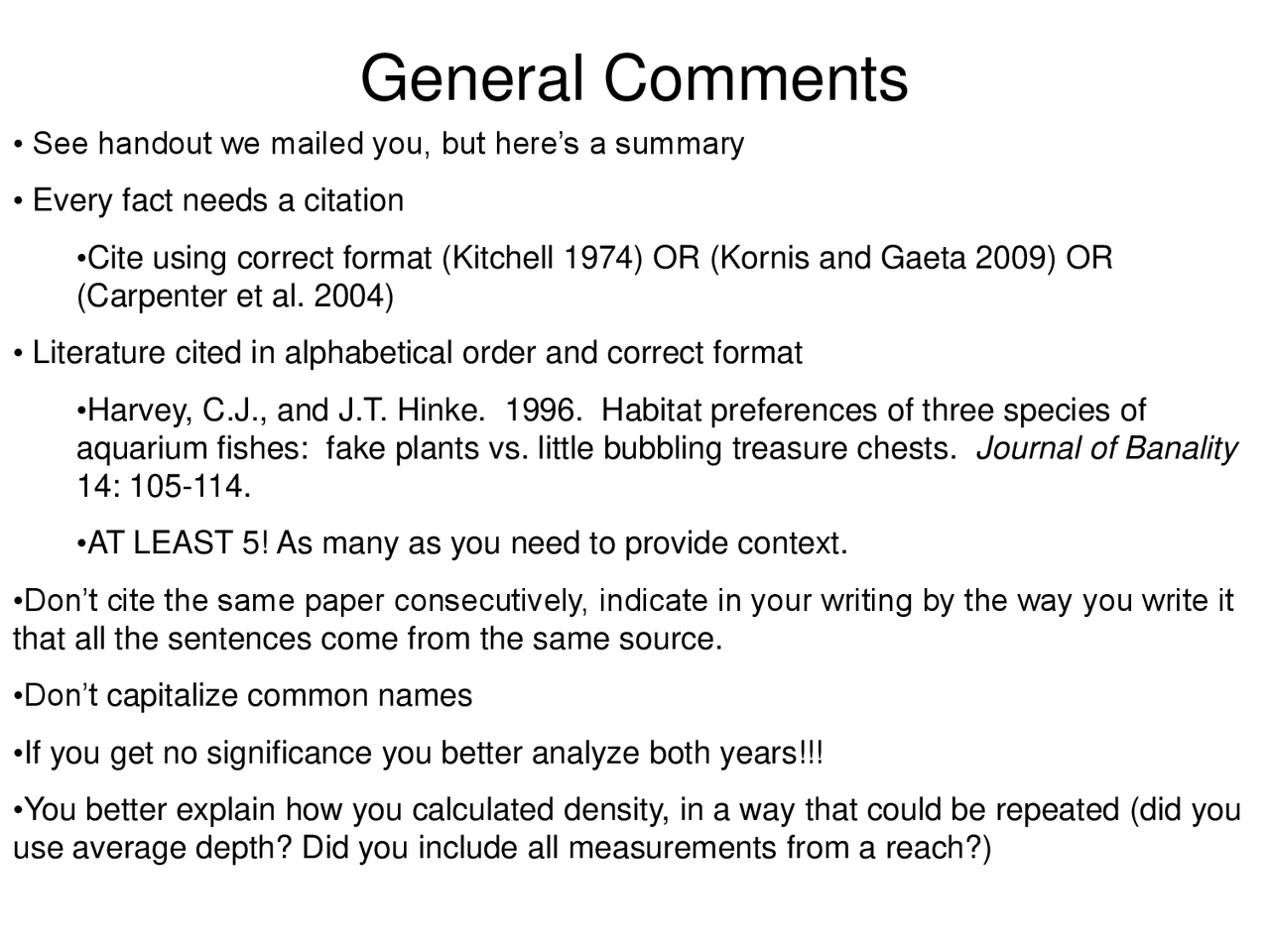 Research Paper General Comments - Ecology of Fishes Lab | ZOOLOGY 511 ...