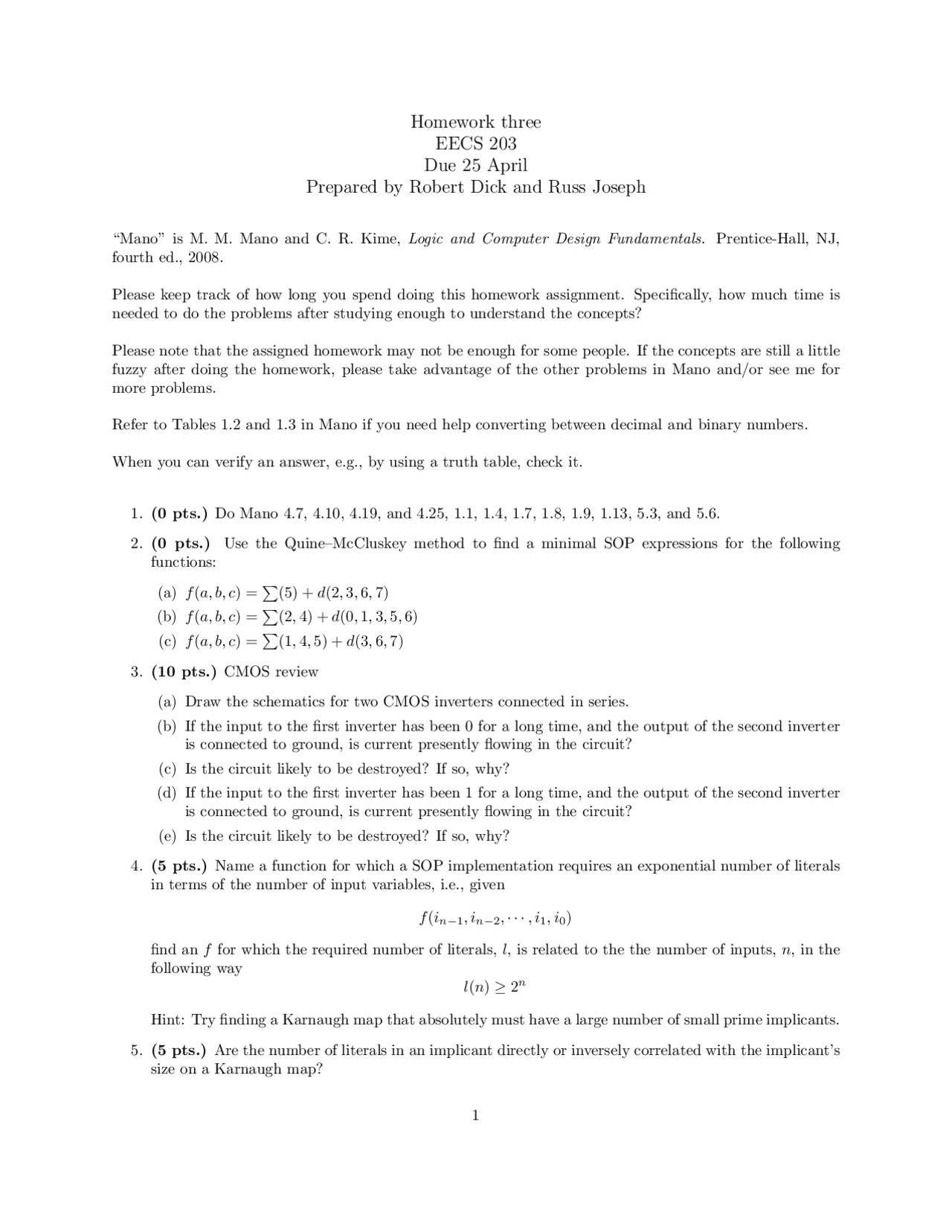 19 Problems On Discrete Mathematics Homework 3 Eecs 203 Docsity