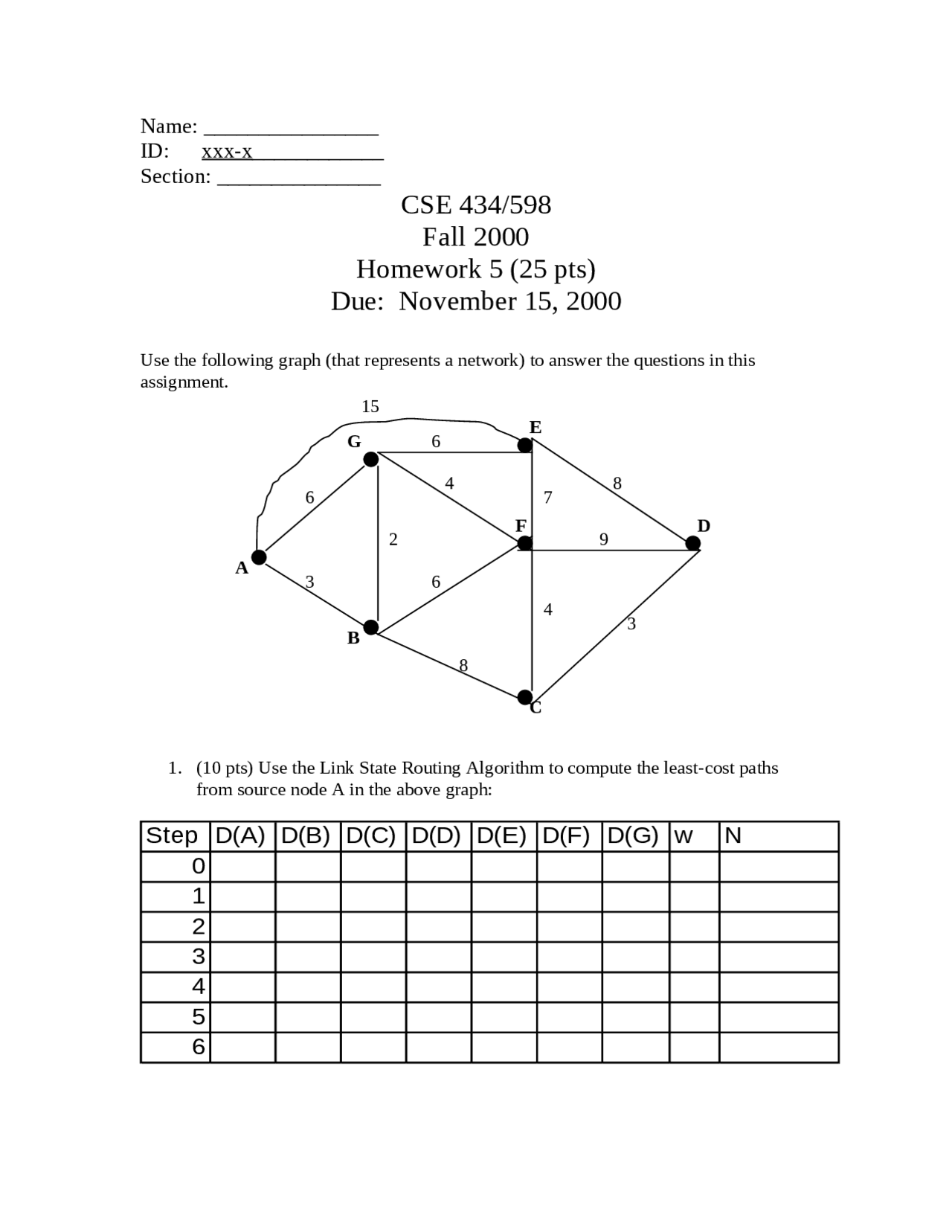 Homework 5 Questions Computer Networks Cse 434 Docsity