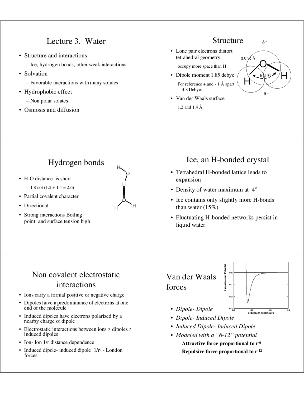 Water Biochemistry I Lecture Slides Chem 471 Docsity