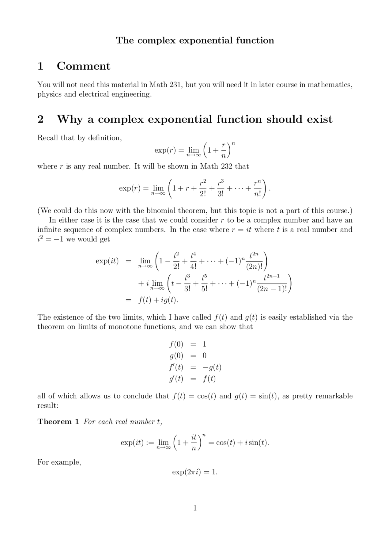 The Complex Exponential Function - Calculus and Analytic Geometry ...