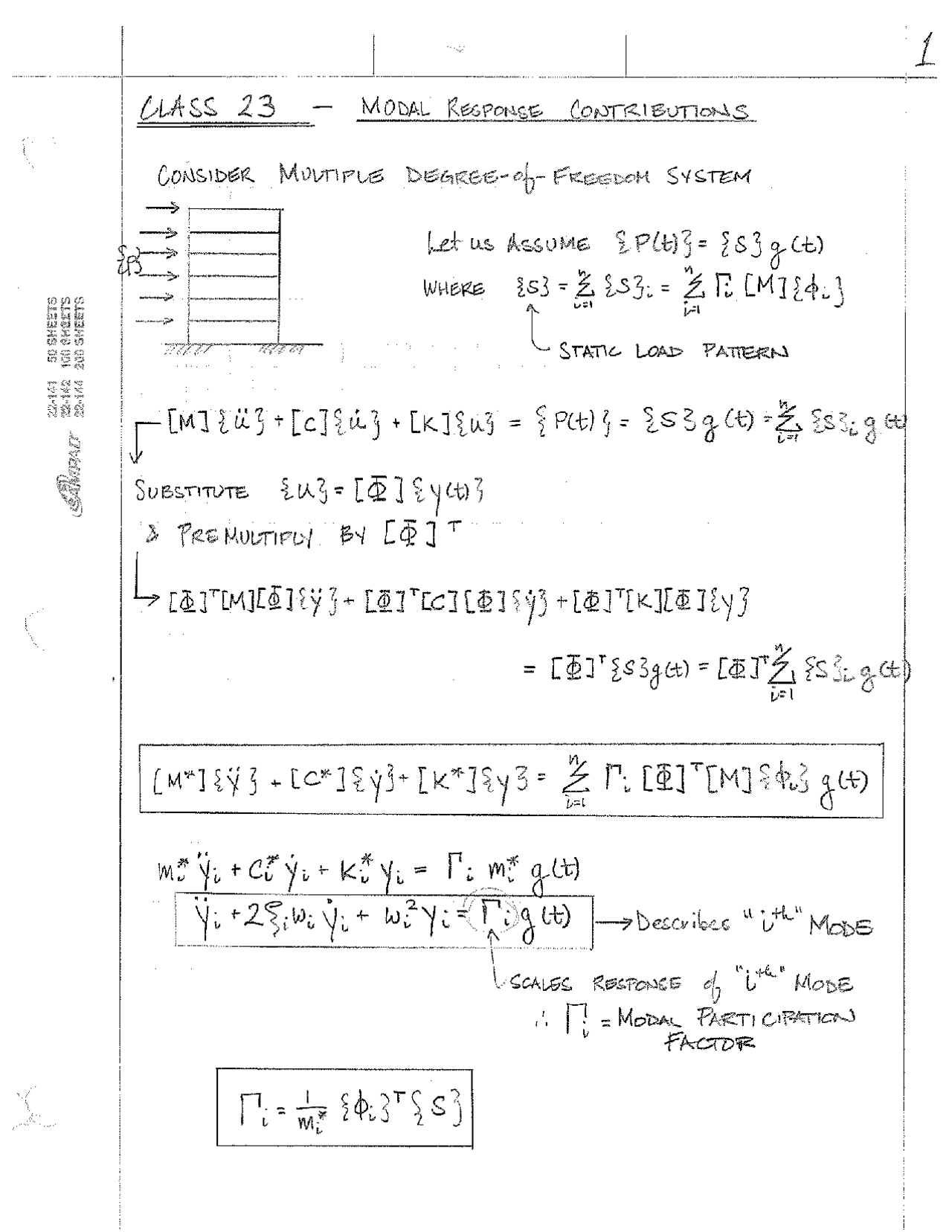 Notes On Models Response Contributions Cee 511 Docsity
