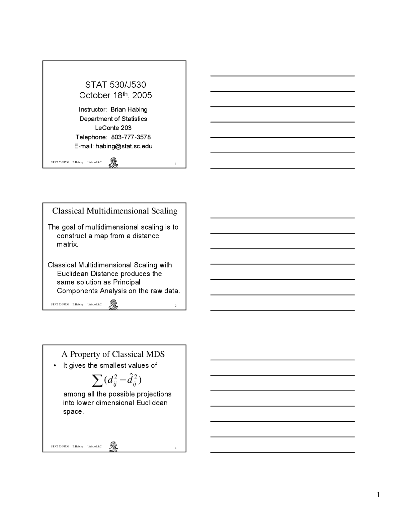 Classical Multidimensional Scaling - Lecture Slides | STAT 530 - Docsity