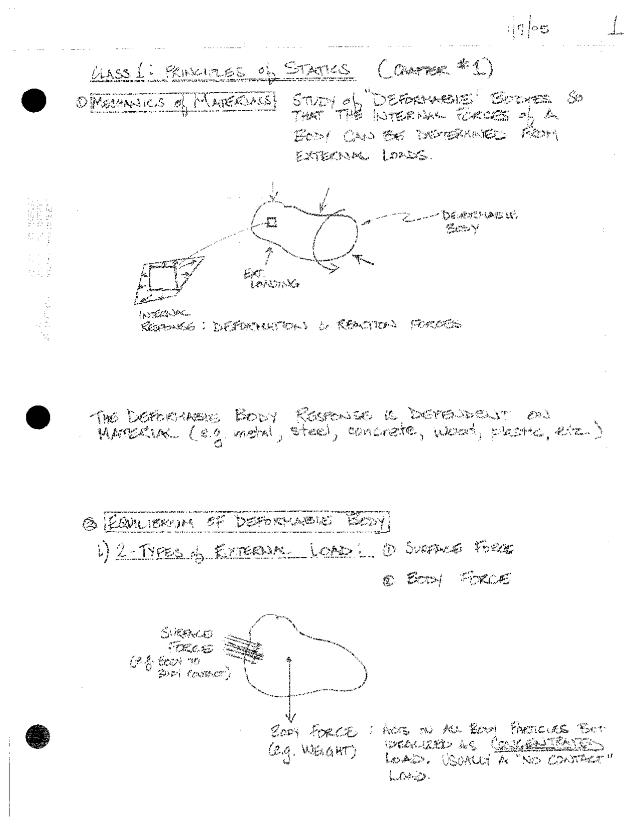 Principles of Statics - Solid and Structure Mechanics - Handout | CEE 212 - Docsity