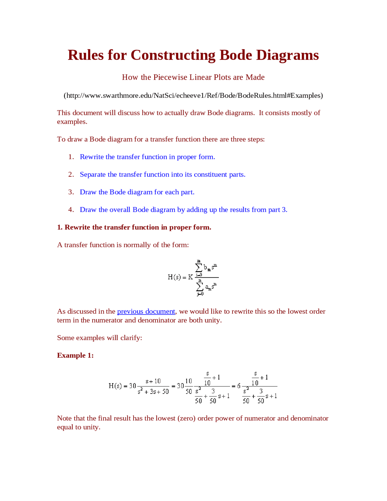 Rules For Constructing Bode Diagrams How The Piecewise Linear Plots