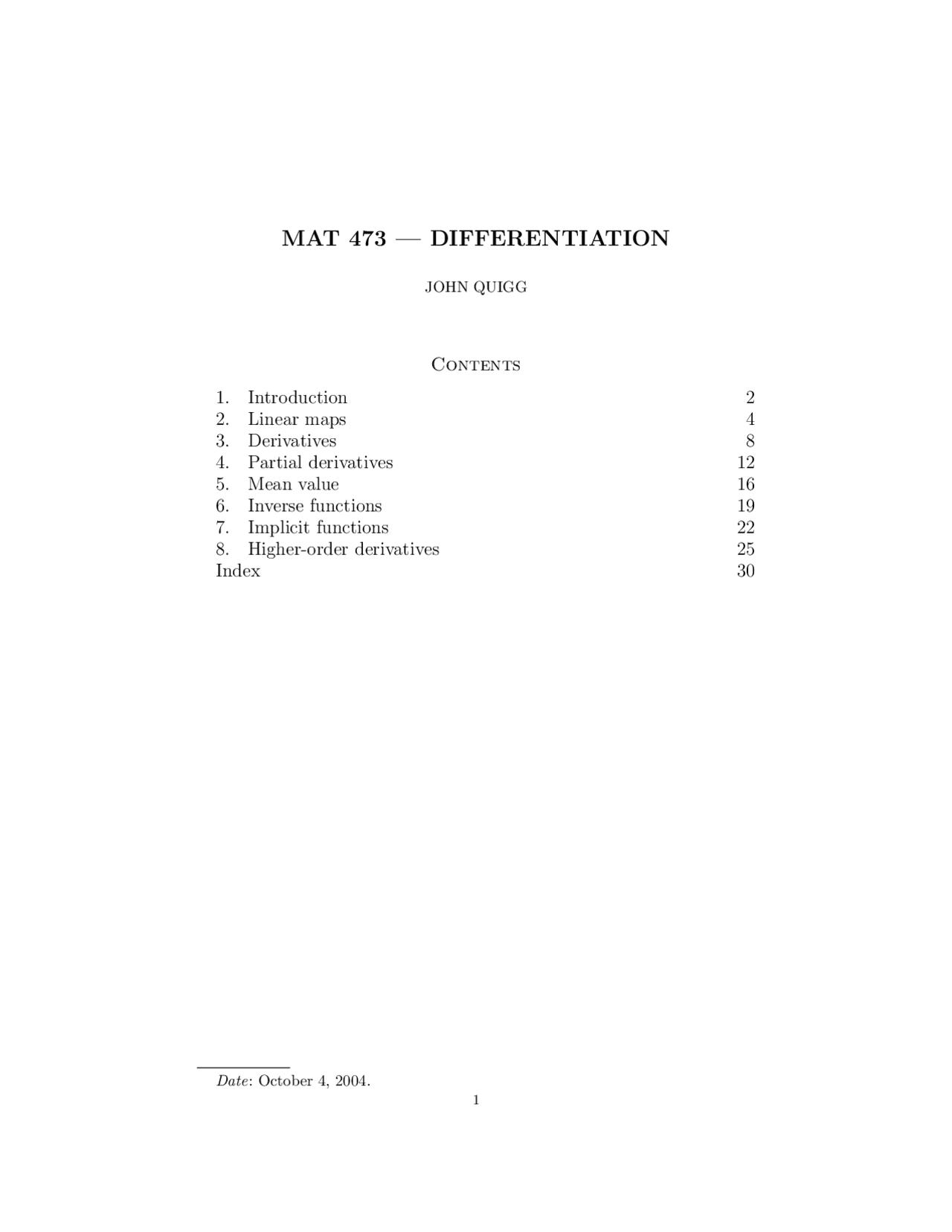 Notes On Differentiation Intermediate Real Analysis I Mat 472 Docsity