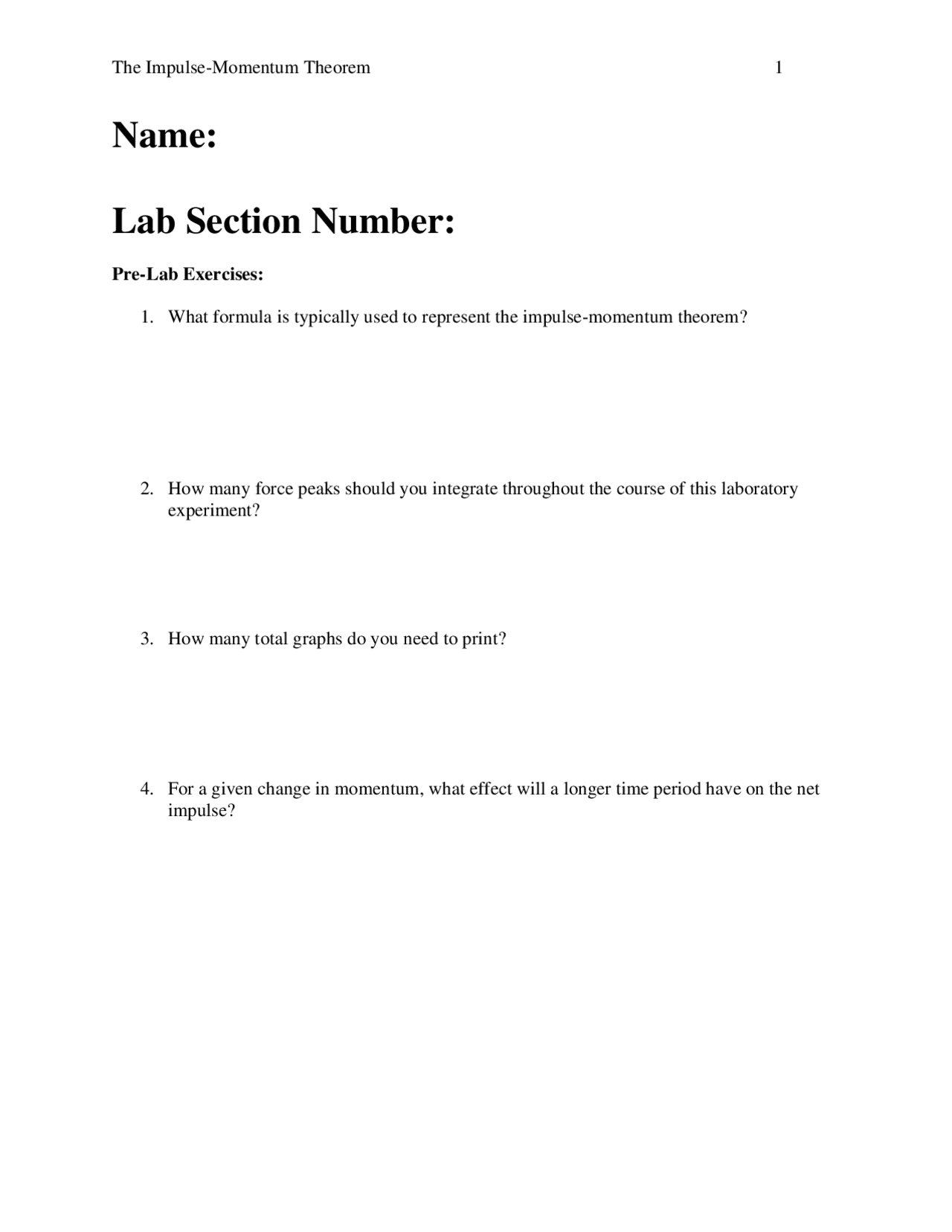 The Impulse Momentum Theorem Fundamentals Of Physics I Phys 207