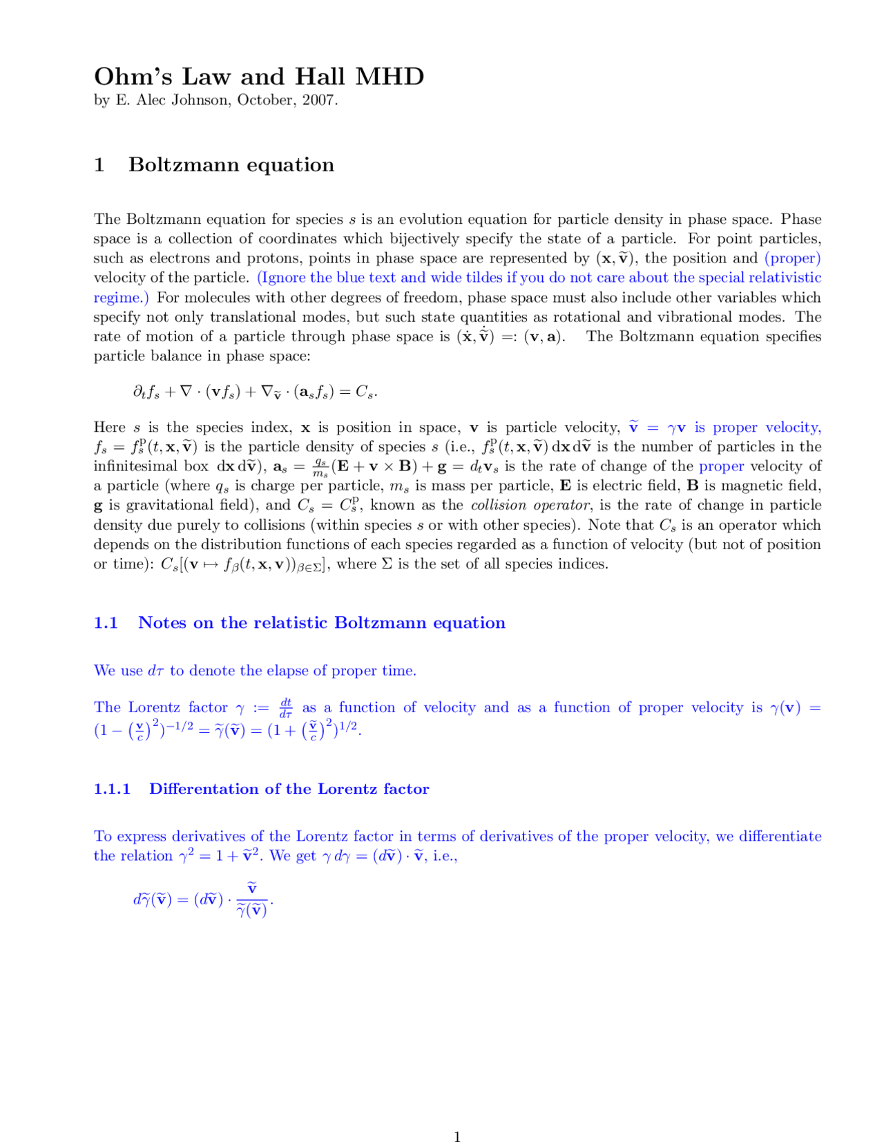 Ohm's Law and Hall MHD - Lecture Notes | M E 1 - Docsity