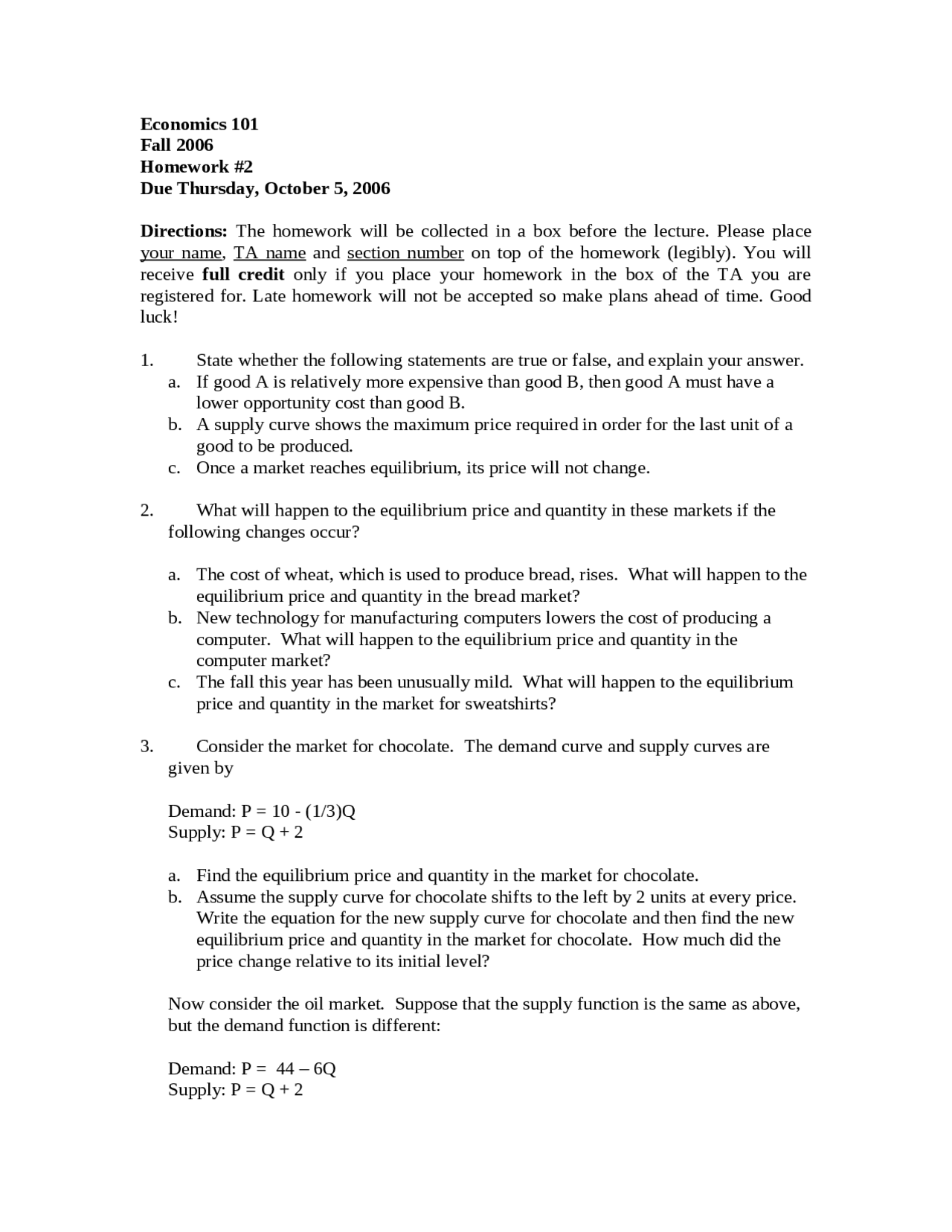 Assignment Ii Questions Principles Of Macroeconomics Econ 101 Docsity