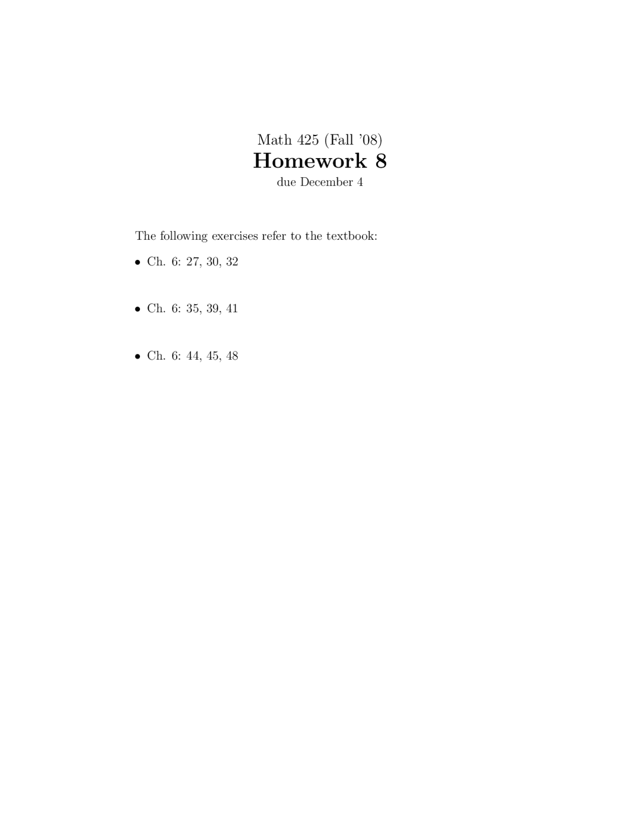 Introduction to Probability - Homework 8 | MATH 425 - Docsity