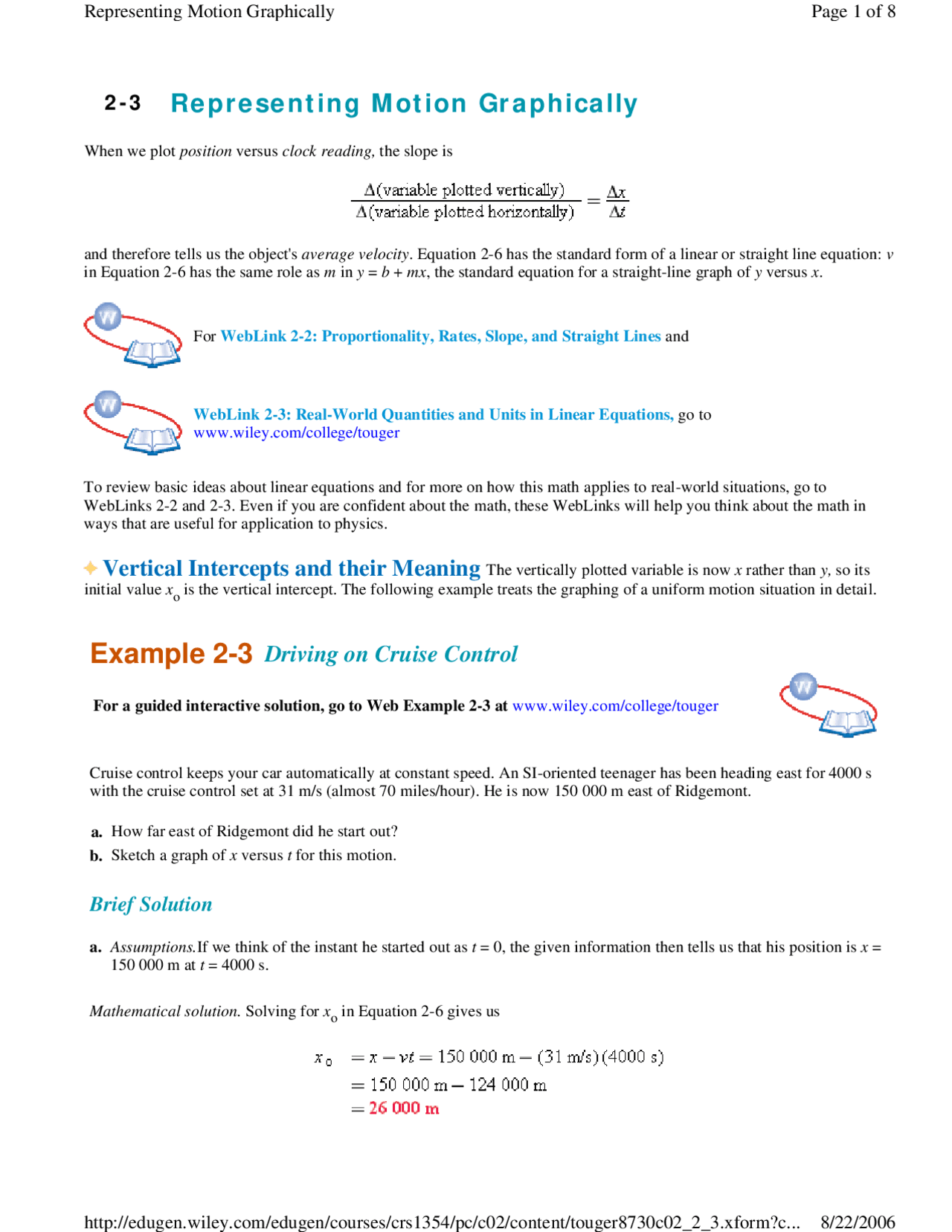 Lecture Notes On Representing Motion Graphically Phys 213 Docsity