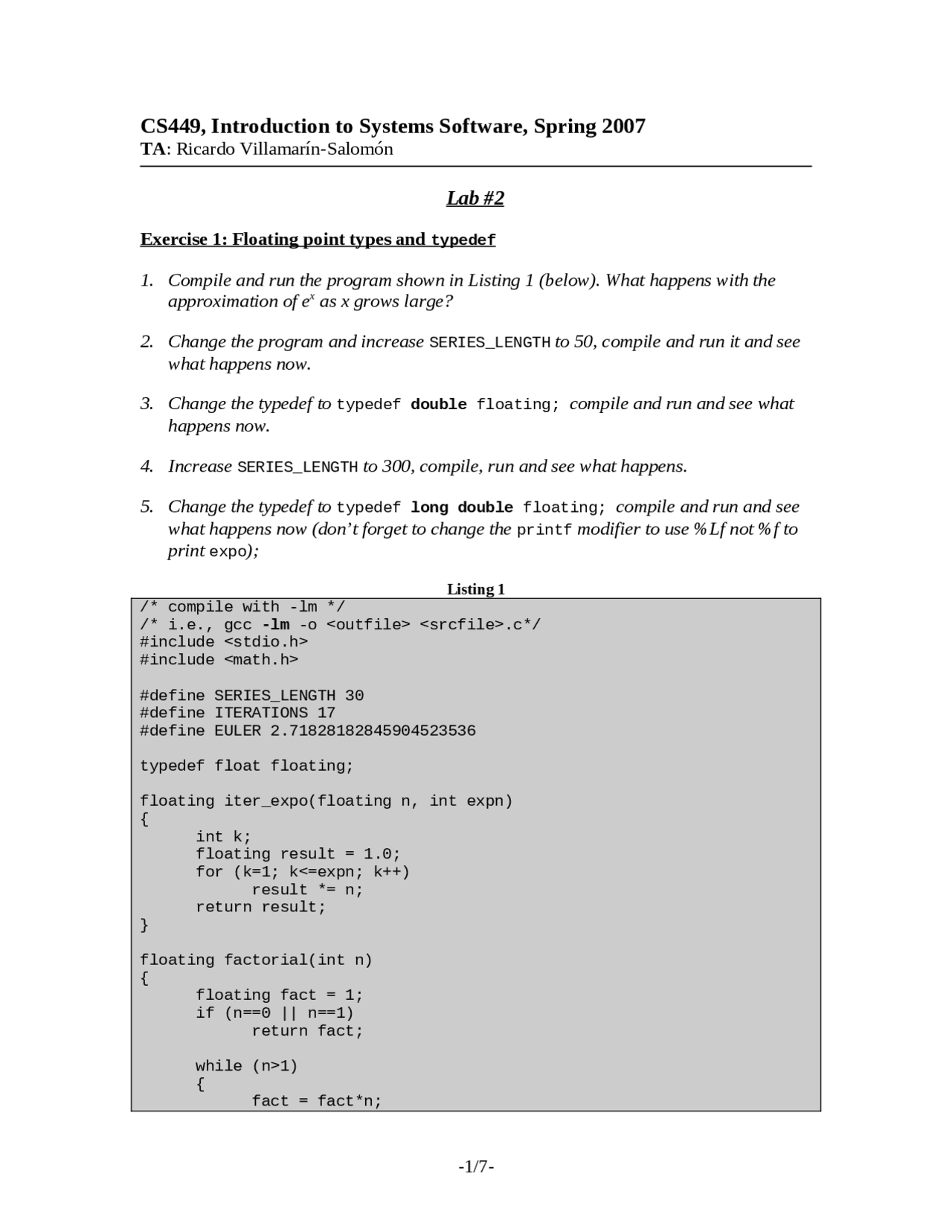 Introduction to System Software - Laboratory 2 Questions | CS 0449 - Docsity