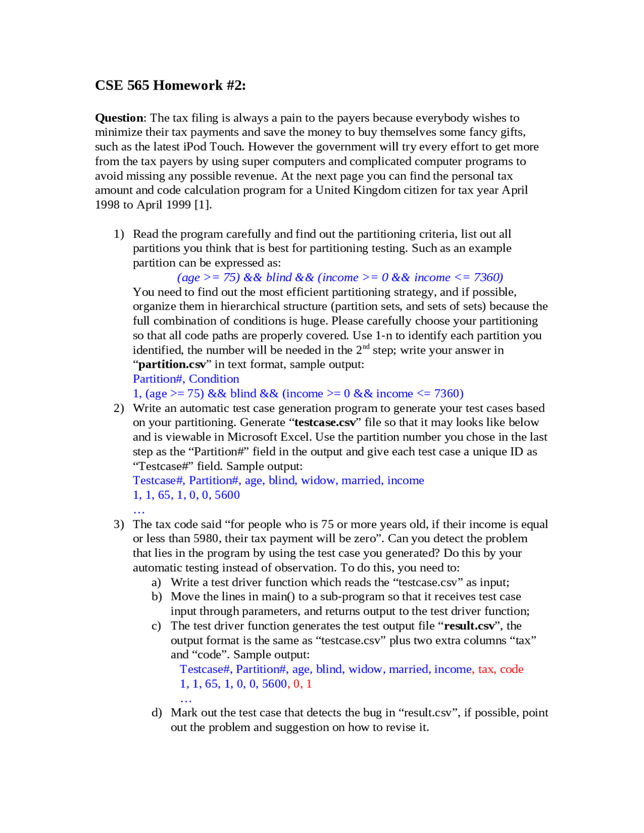 Homework 2 Questions With Solutions For Software Validation And Test Cse 565 Docsity 